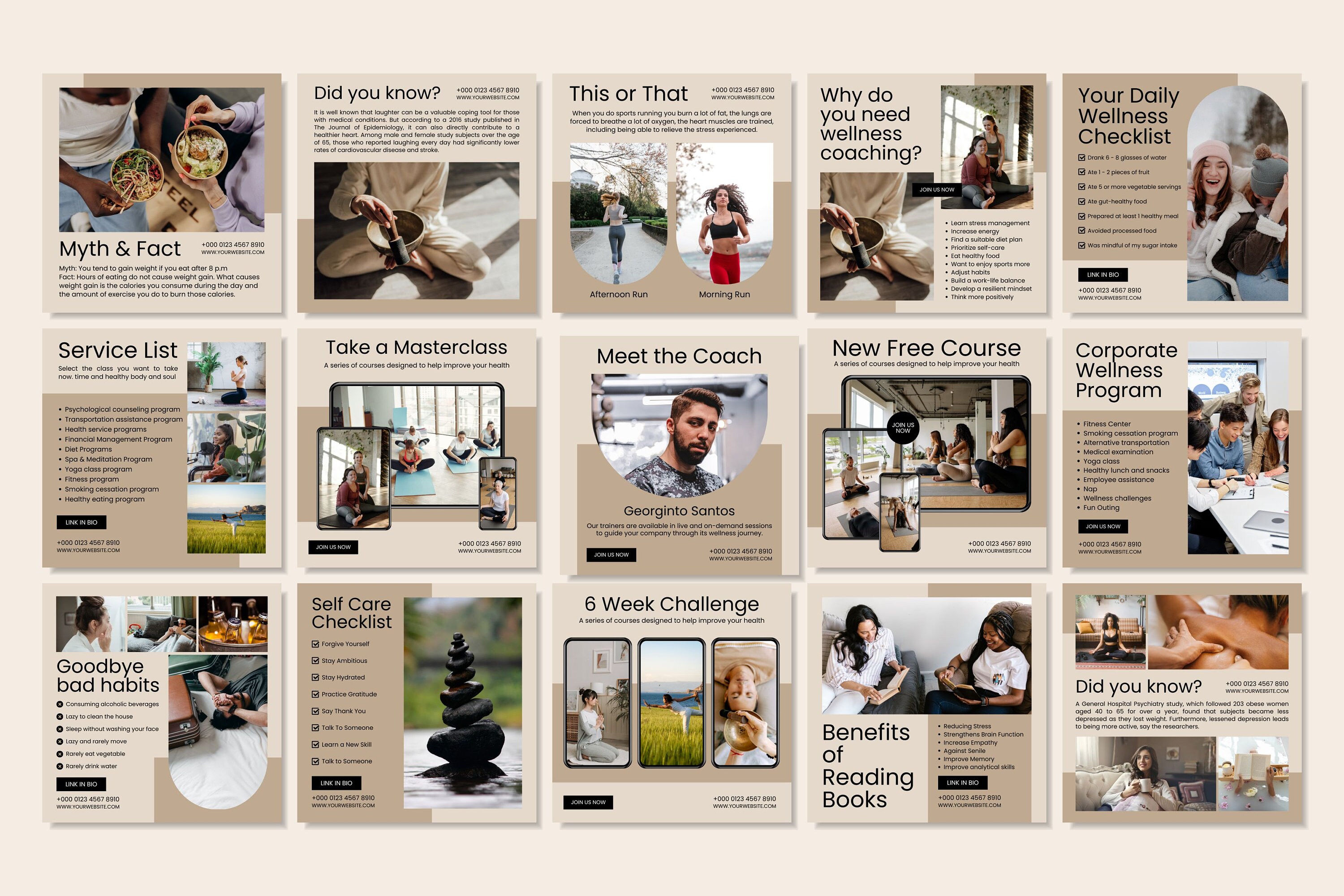 Wellness Canva Posts-stories-icons, Wellness Social Media Posts-stories ...