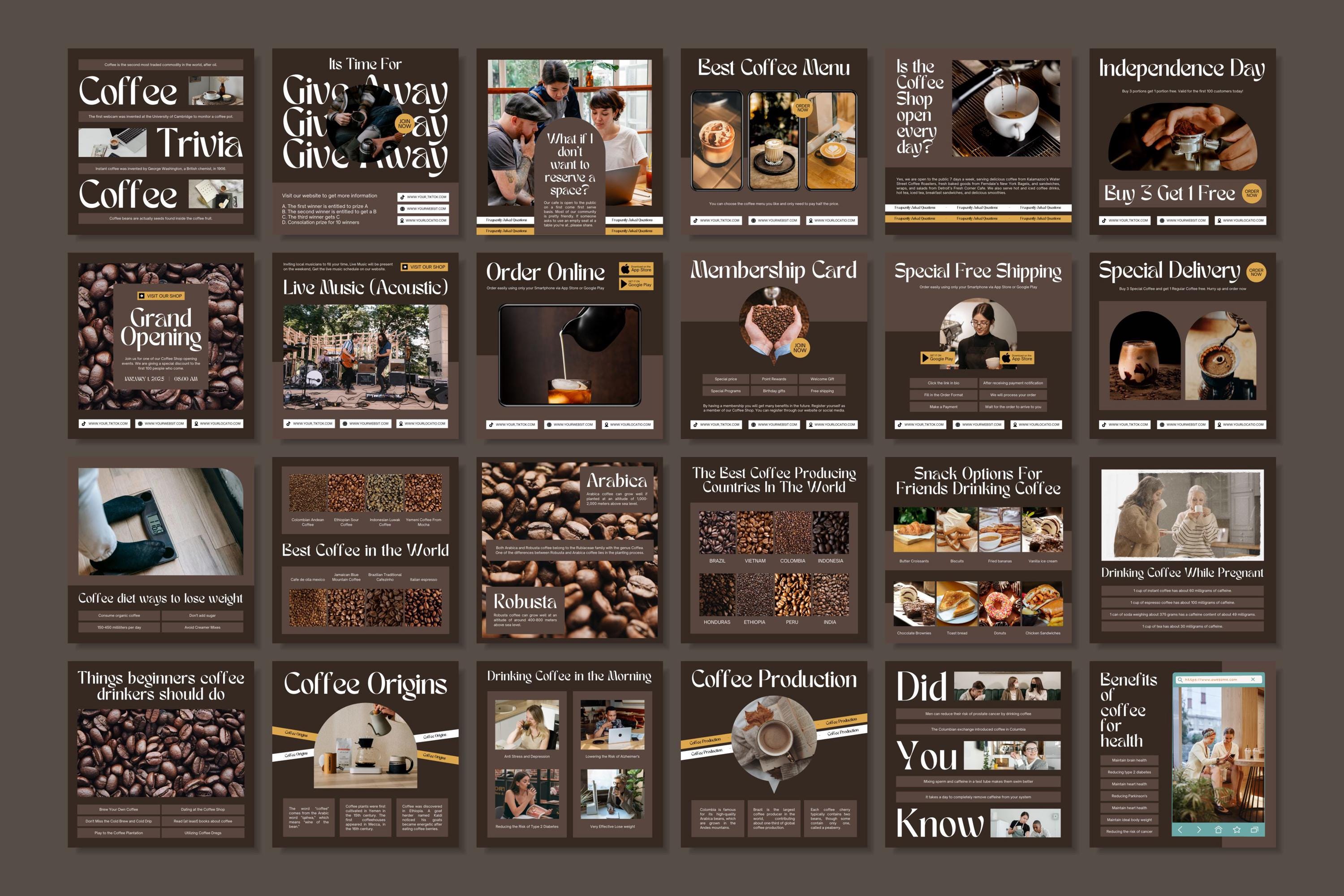 Coffee Canva Template, Coffee Social Media Template, Coffee Instagram ...