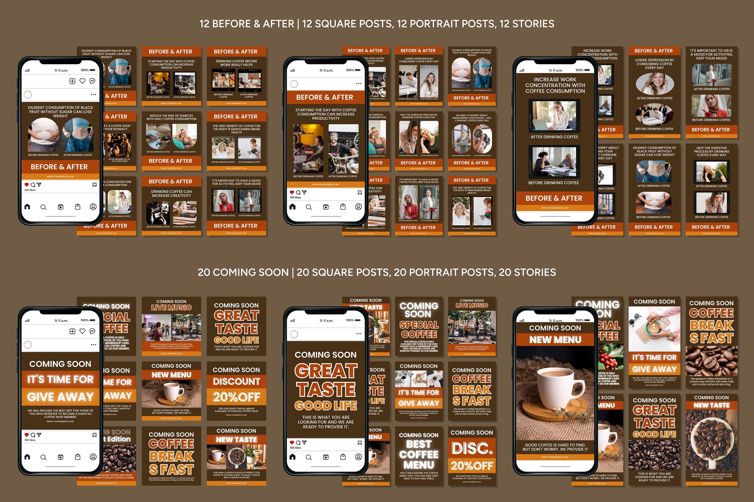 Coffee Canva Template, Coffee Social Media Template, Coffee Instagram ...