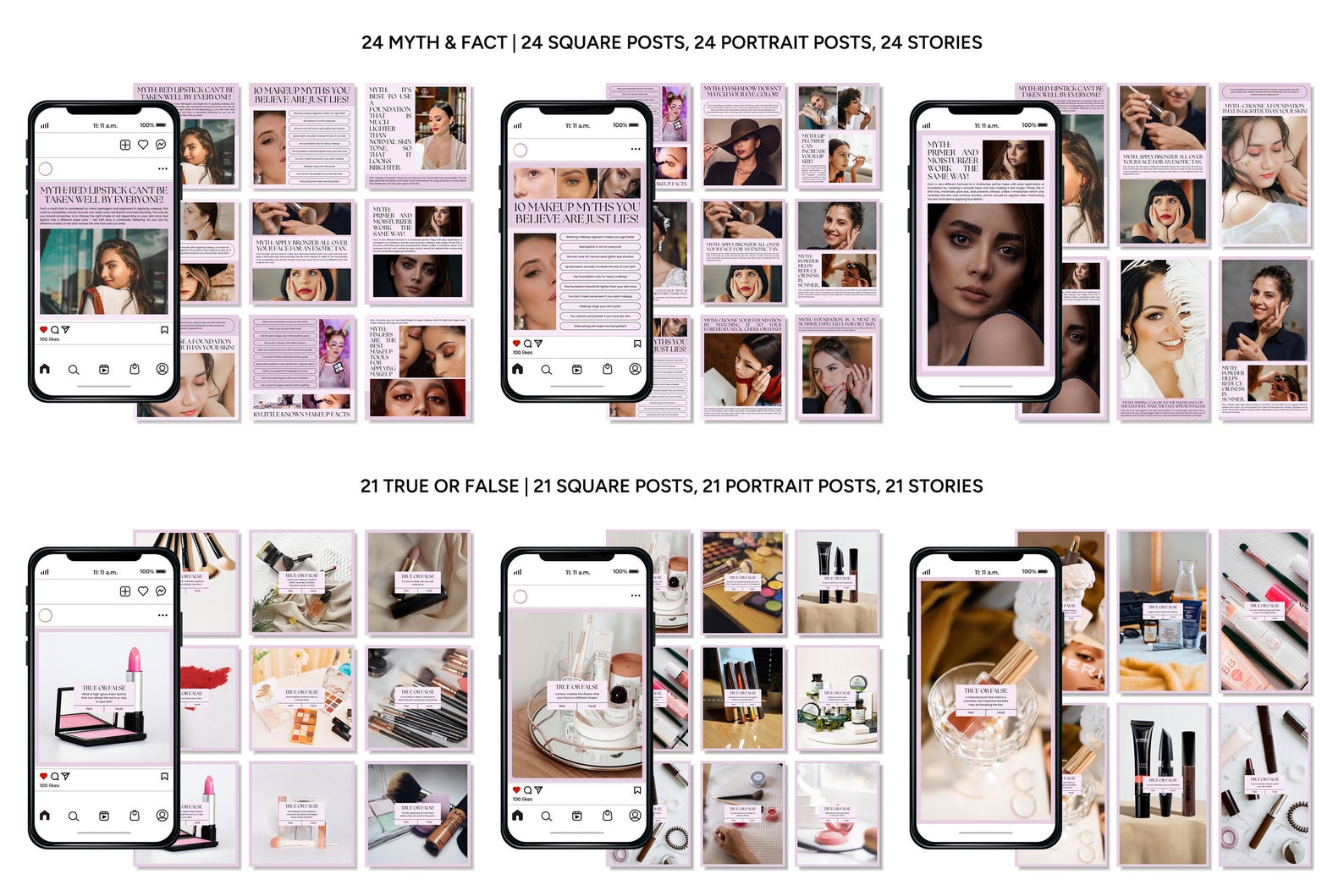 Makeup Social Media Template for Canva, Makeup Instagram Template ...