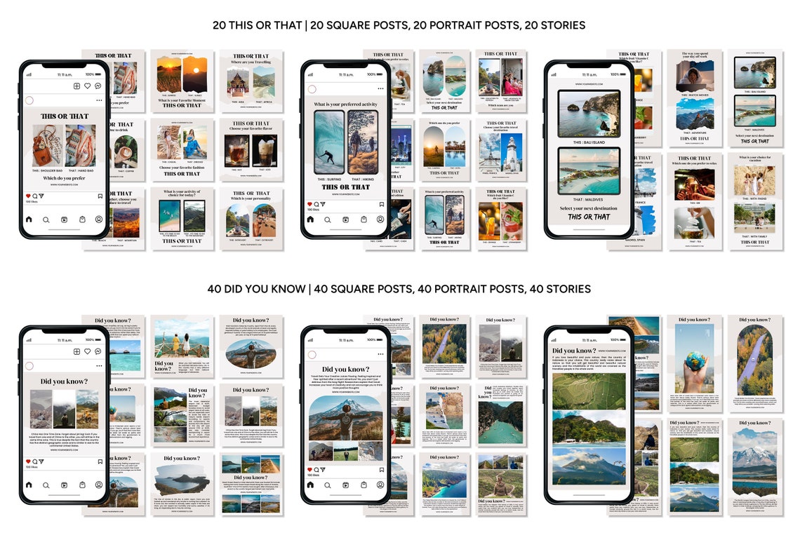 Travel Canva Template for Social Media, Travel Instagram Template ...