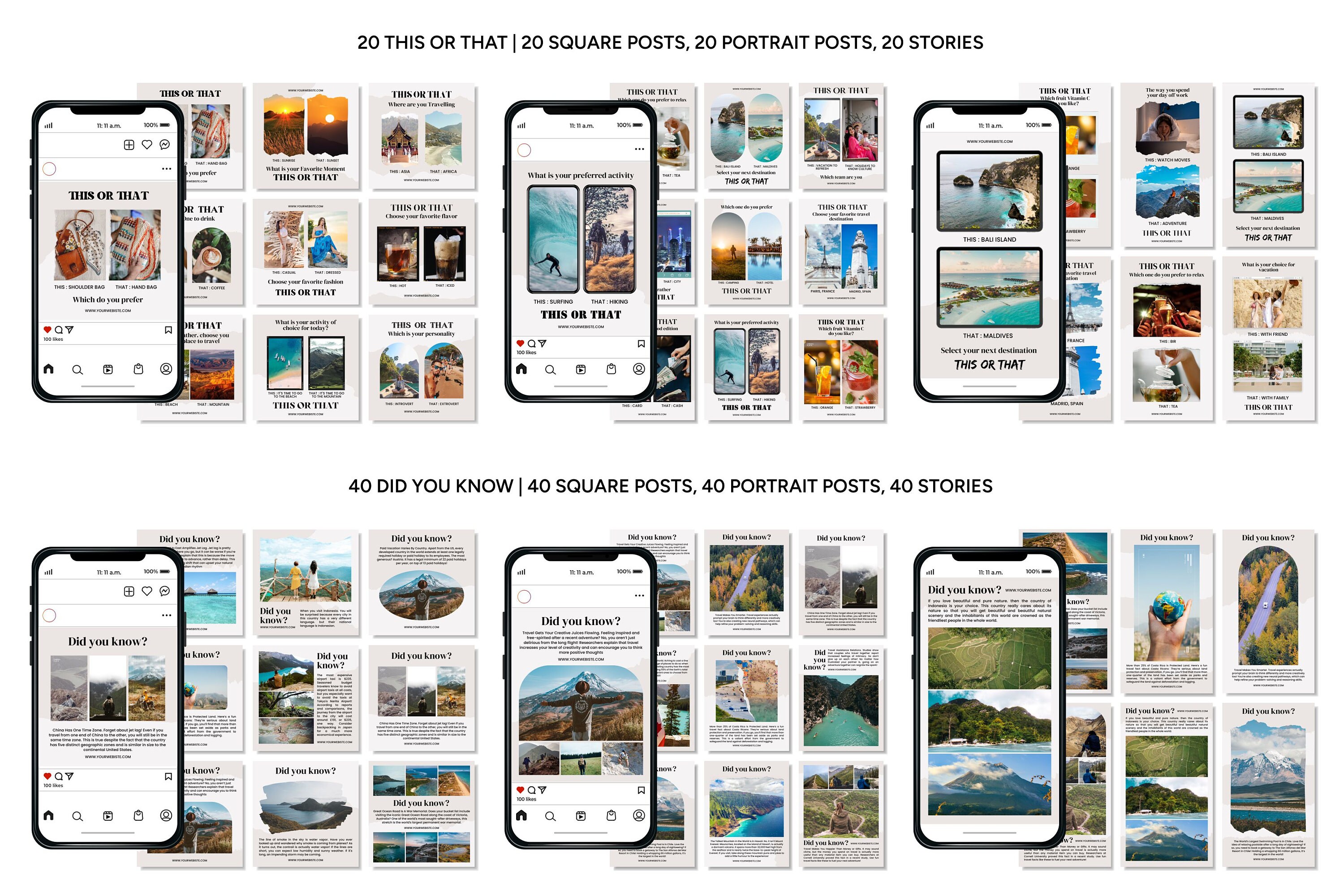Travel Canva Template for Social Media, Travel Instagram Template ...