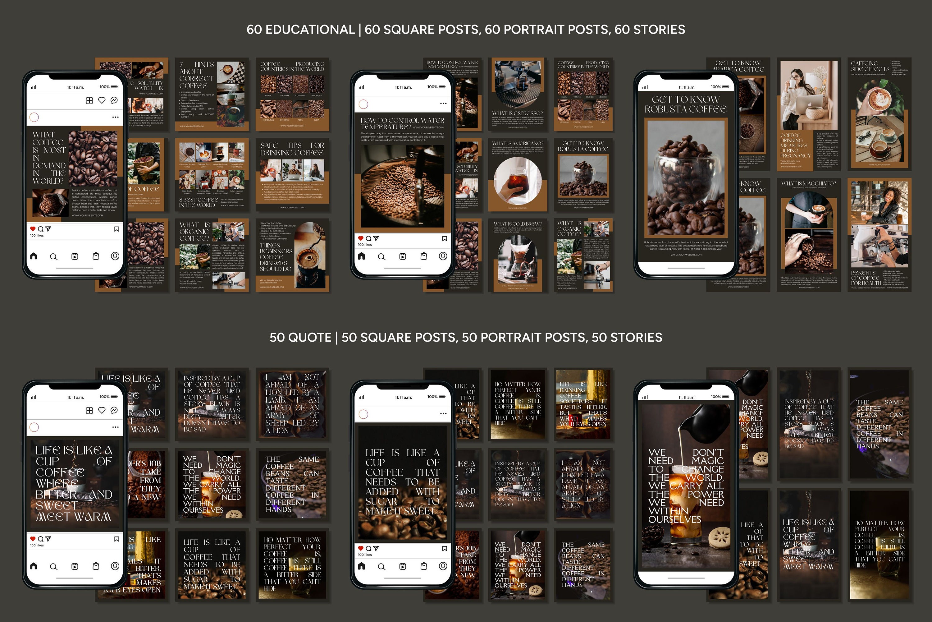 Coffee Social Media Template for Canva, Coffee Instagram Template ...