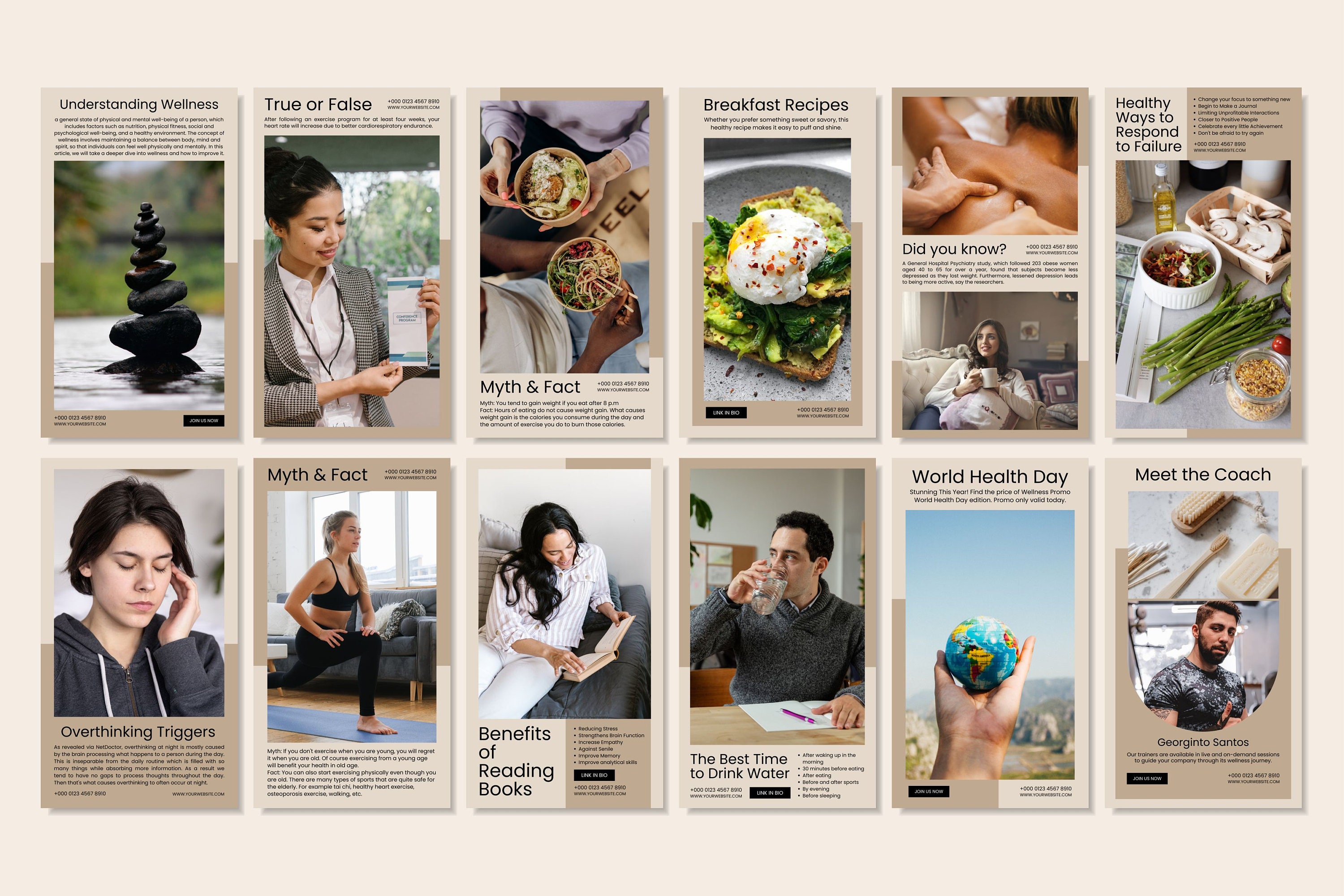 Wellness Canva Posts-stories-icons, Wellness Social Media Posts-stories ...