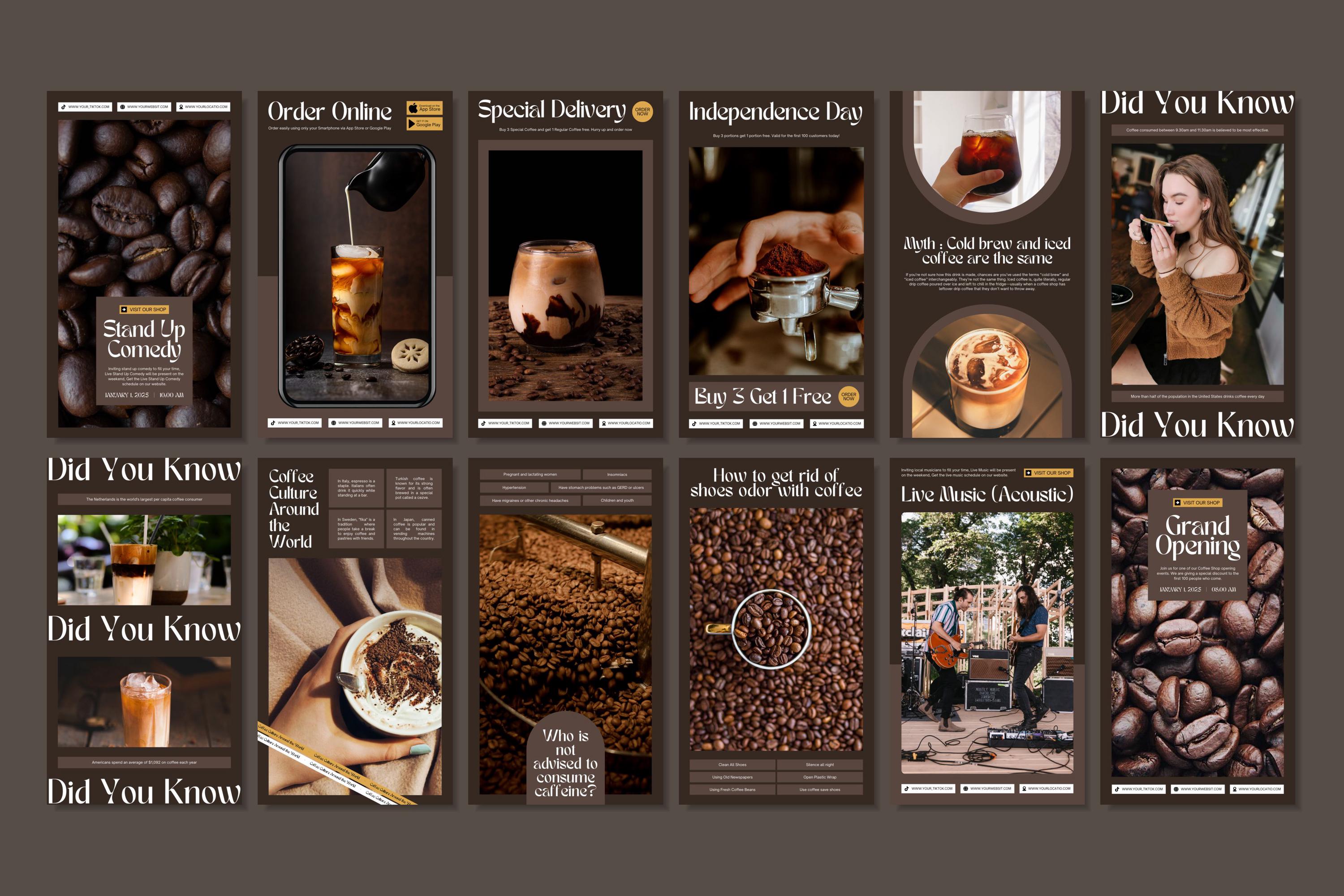 Coffee Instagram Templates: 550 Canva Social Media Designs (digital ...