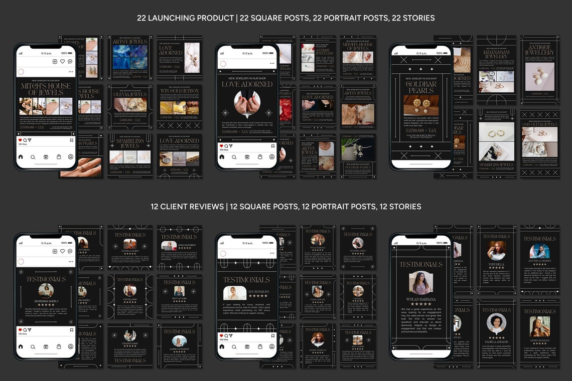 Jewelry Social Media Template for Canva Jewelry Instagram - Etsy