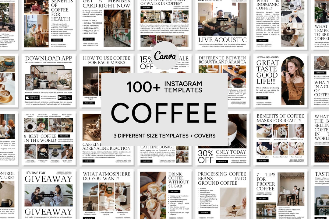 Coffee Social Media Posts-stories-icons, Coffee Canva Posts-stories ...