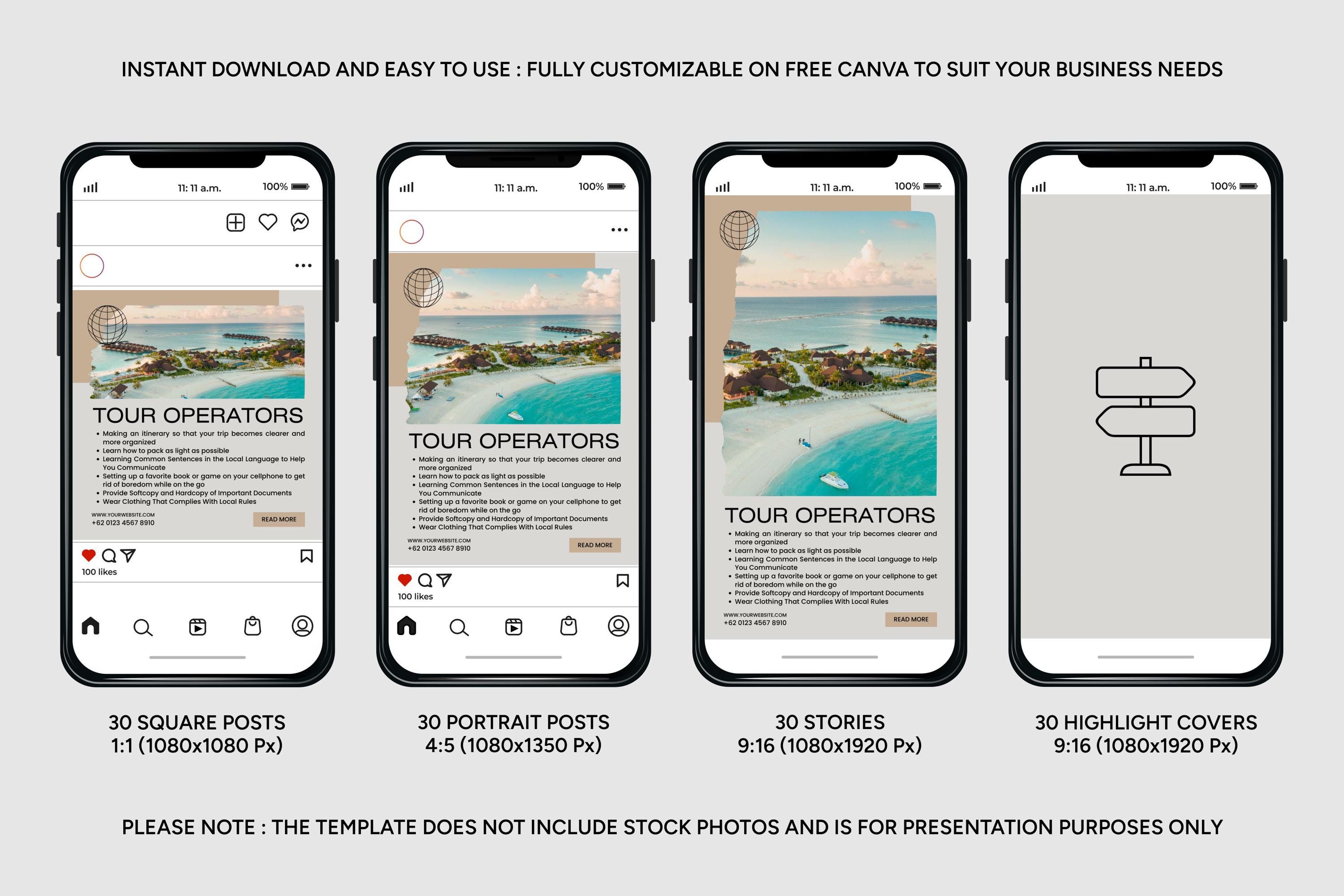 Travel IG Templates for Canva, Travel Social Media Post, Travel Social ...