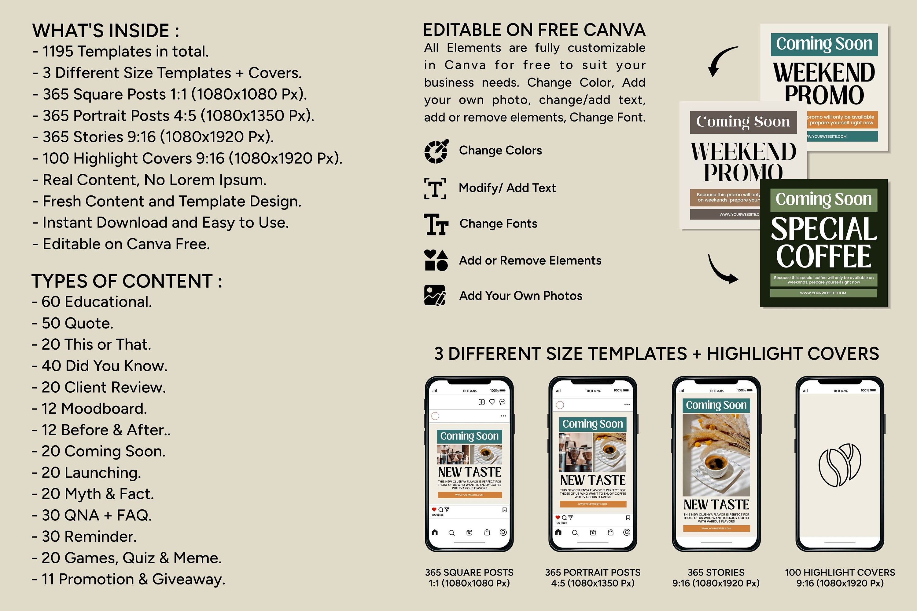 Coffee Canva Template for Social Media, Coffee Instagram Template ...
