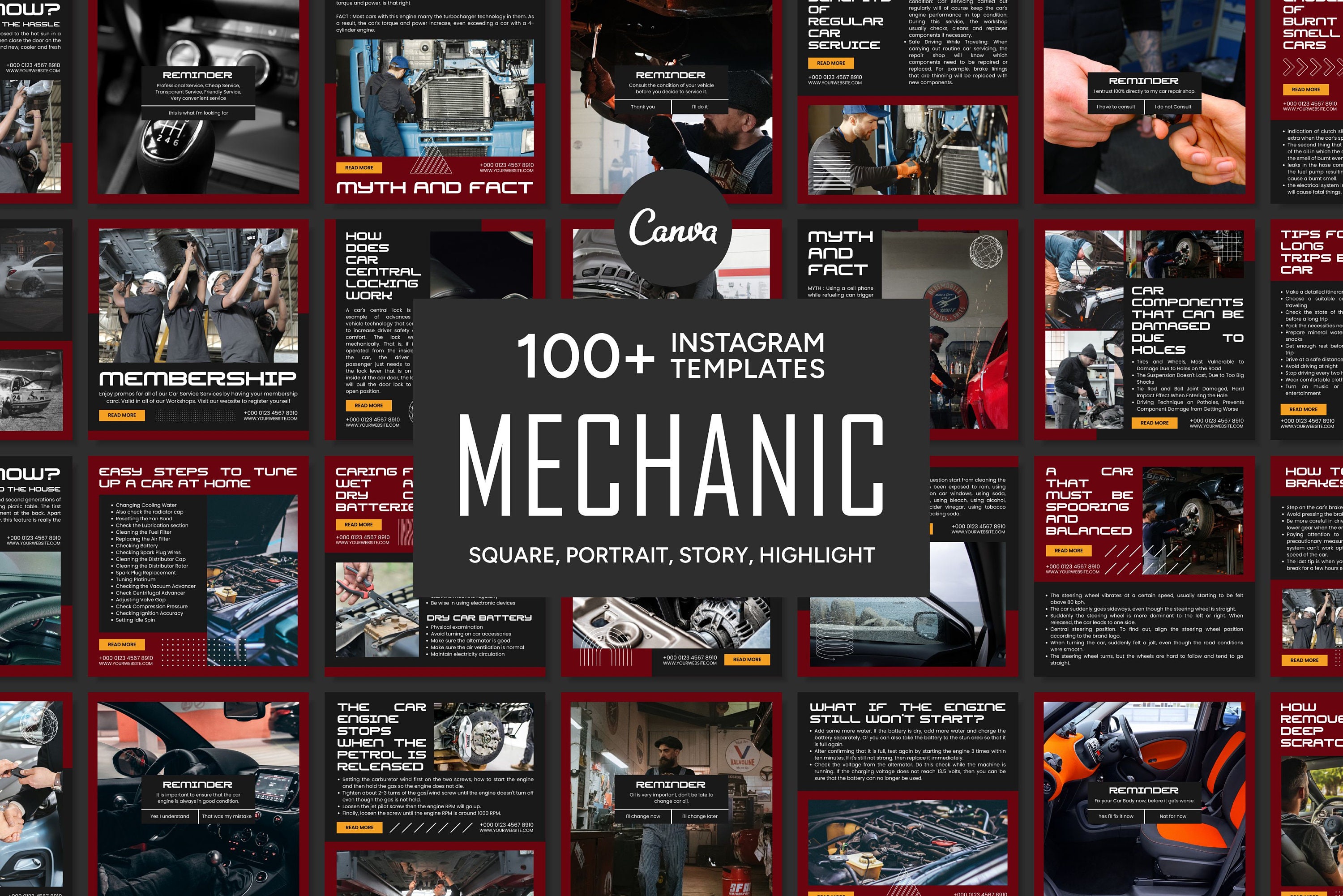 Mechanic Canva, Mechanic Social Media, Mechanic IG Templates, Mechanic ...