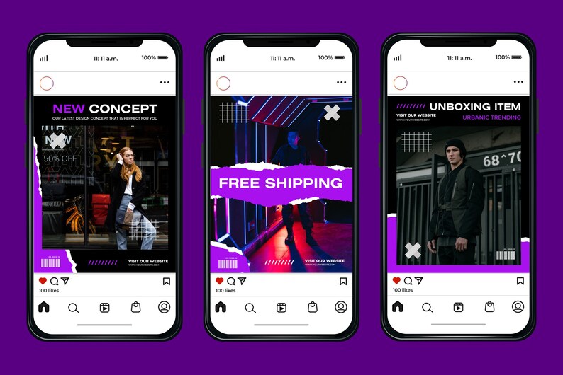 Fashion IG Templates for Canva Fashion Social Media Post - Etsy
