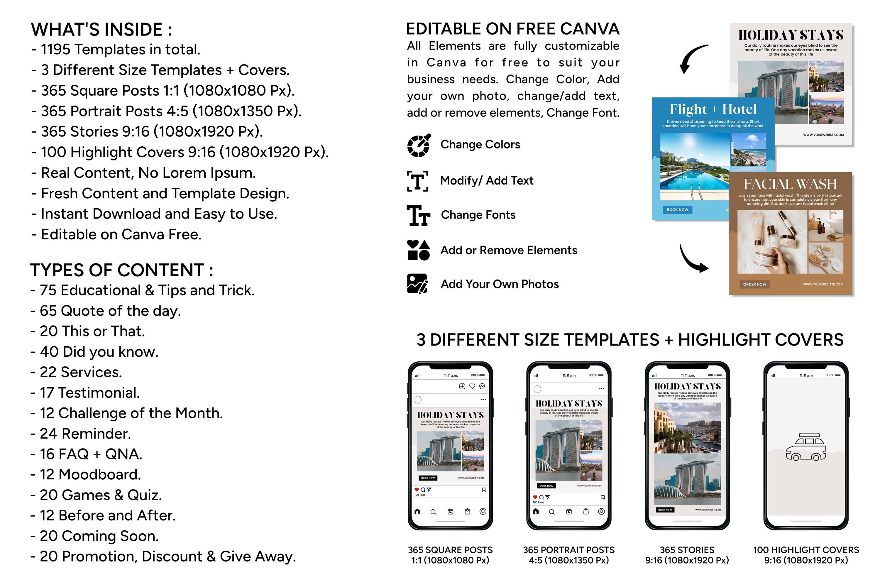 Travel Canva Template for Social Media, Travel Instagram Template ...