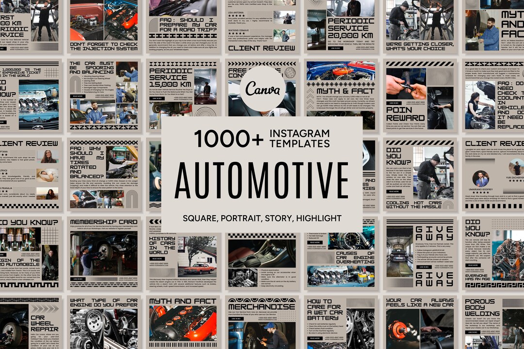 Automotive Canva Templates for Social Media, Automotive Instagram ...