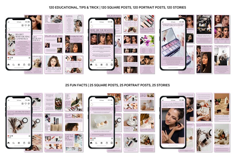 Makeup Social Media Template for Canva, Makeup Instagram Template ...
