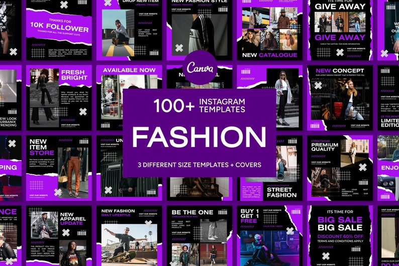 Fashion IG Templates for Canva Fashion Social Media Post - Etsy