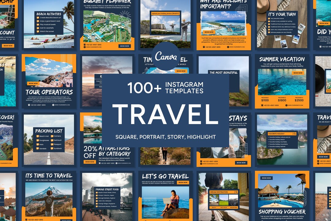Travel Social Media for Canva Templates, Travel IG Post, Travel IG ...