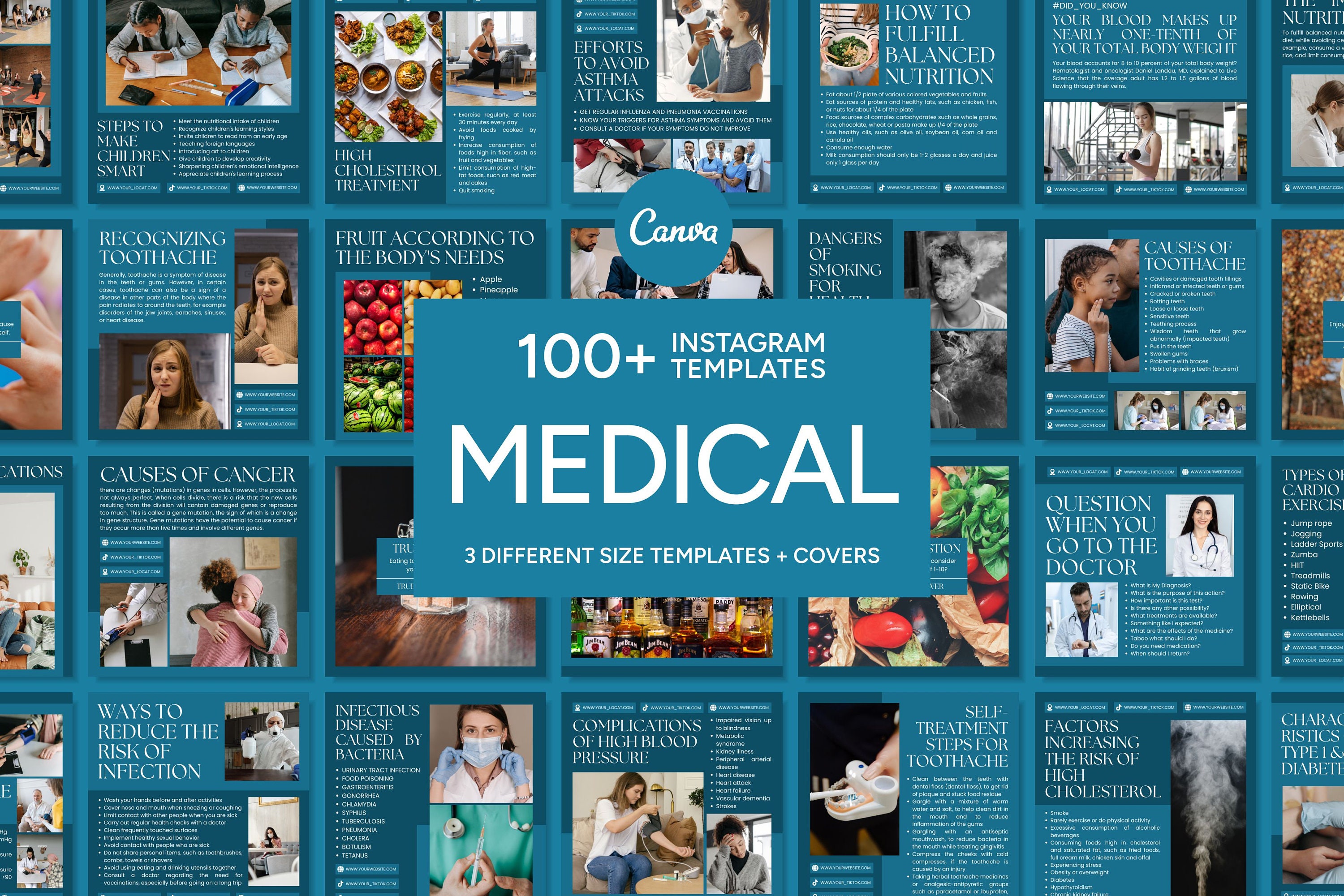 Medical Canva, Medical Social Media, Medical IG Template, Medical Feed ...