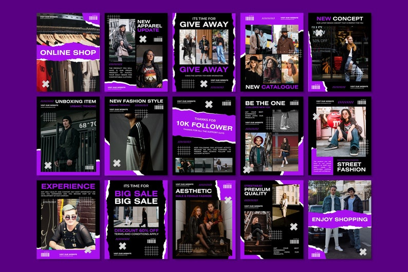 Fashion IG Templates for Canva Fashion Social Media Post - Etsy