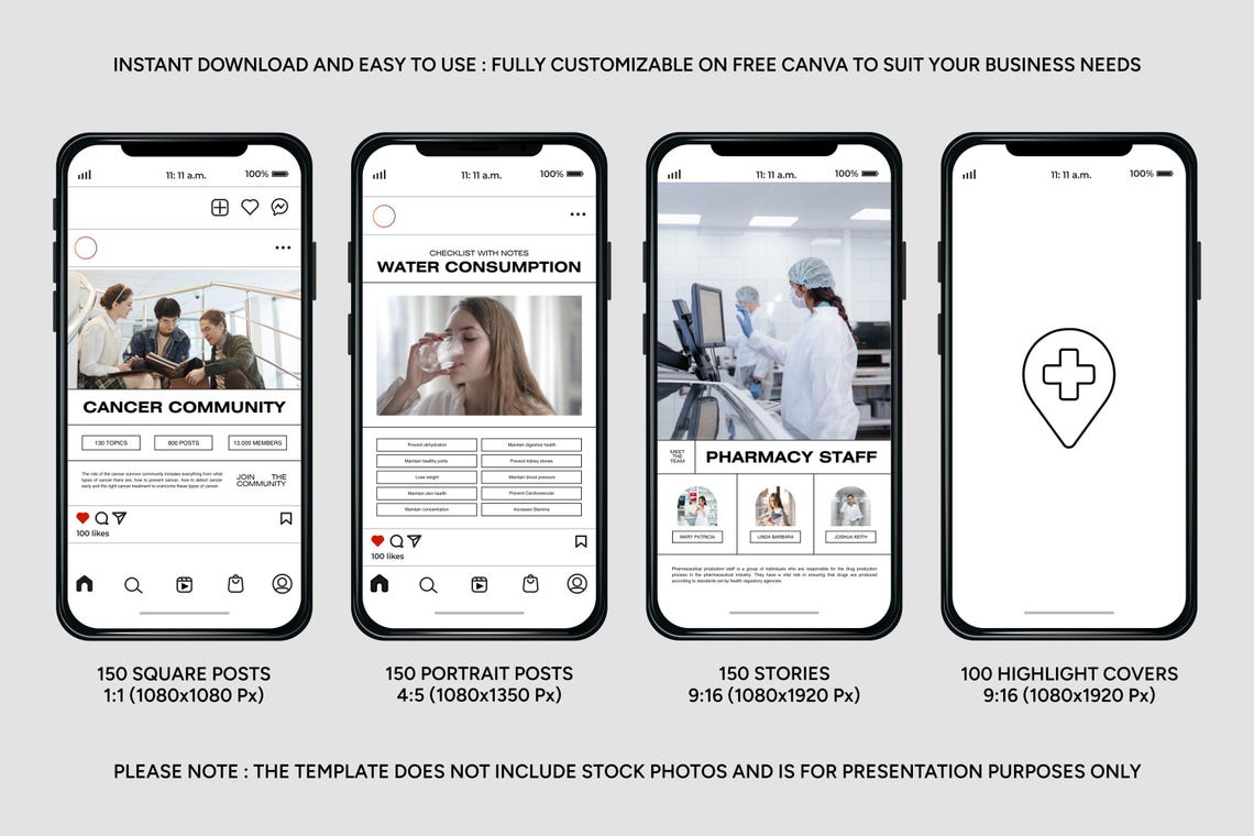 Canva Medical Social Media Templates: Instagram Posts, Stories, Icons ...