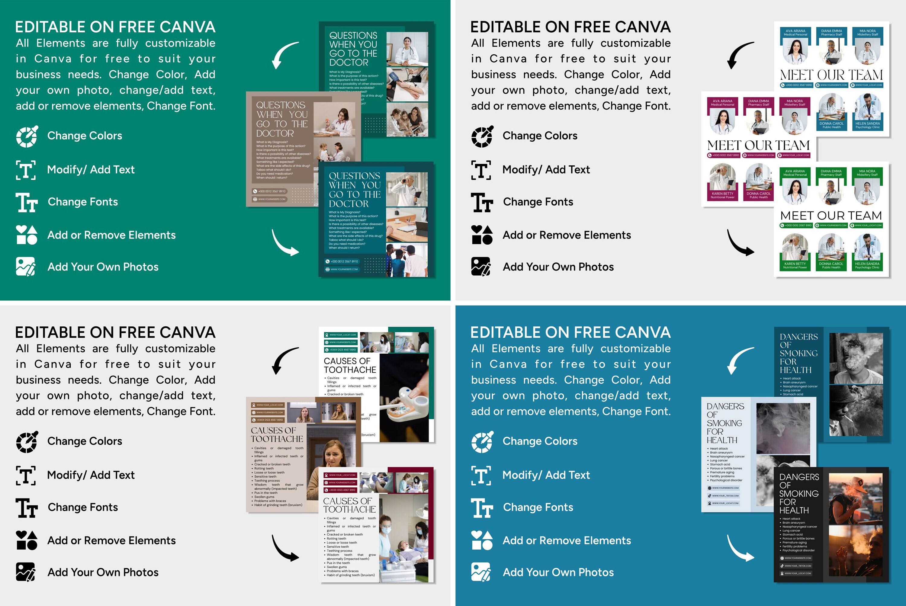 Medical Bundle, Medical Pack, Medical Templates, Medical Canva, Medical ...