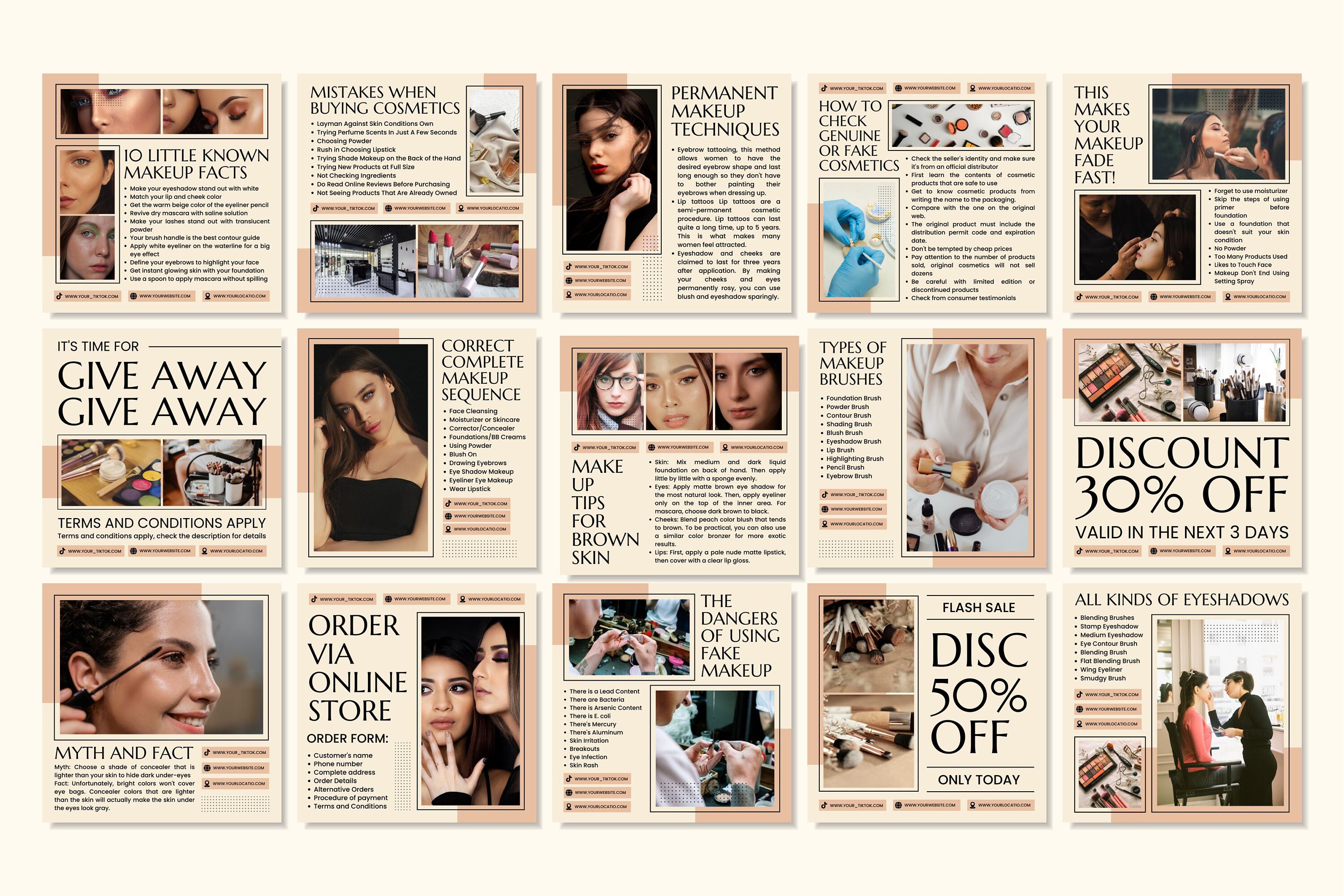 Makeup Template, Makeup Canva, Makeup Social Media, Makeup Instagram ...