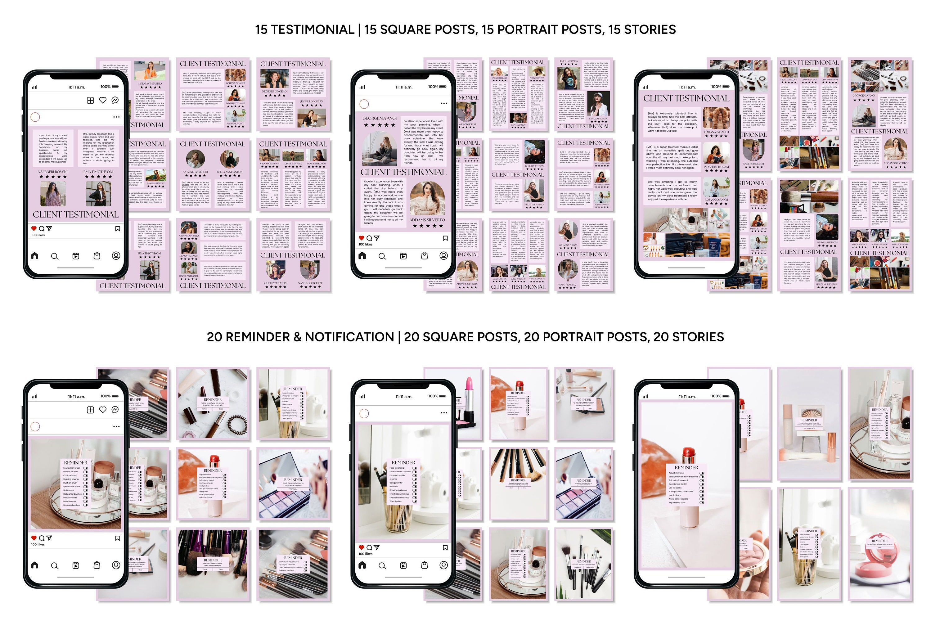 Makeup Social Media Template for Canva, Makeup Instagram Template ...