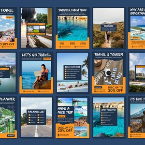 Travel Social Media for Canva Templates, Travel IG Post, Travel IG ...