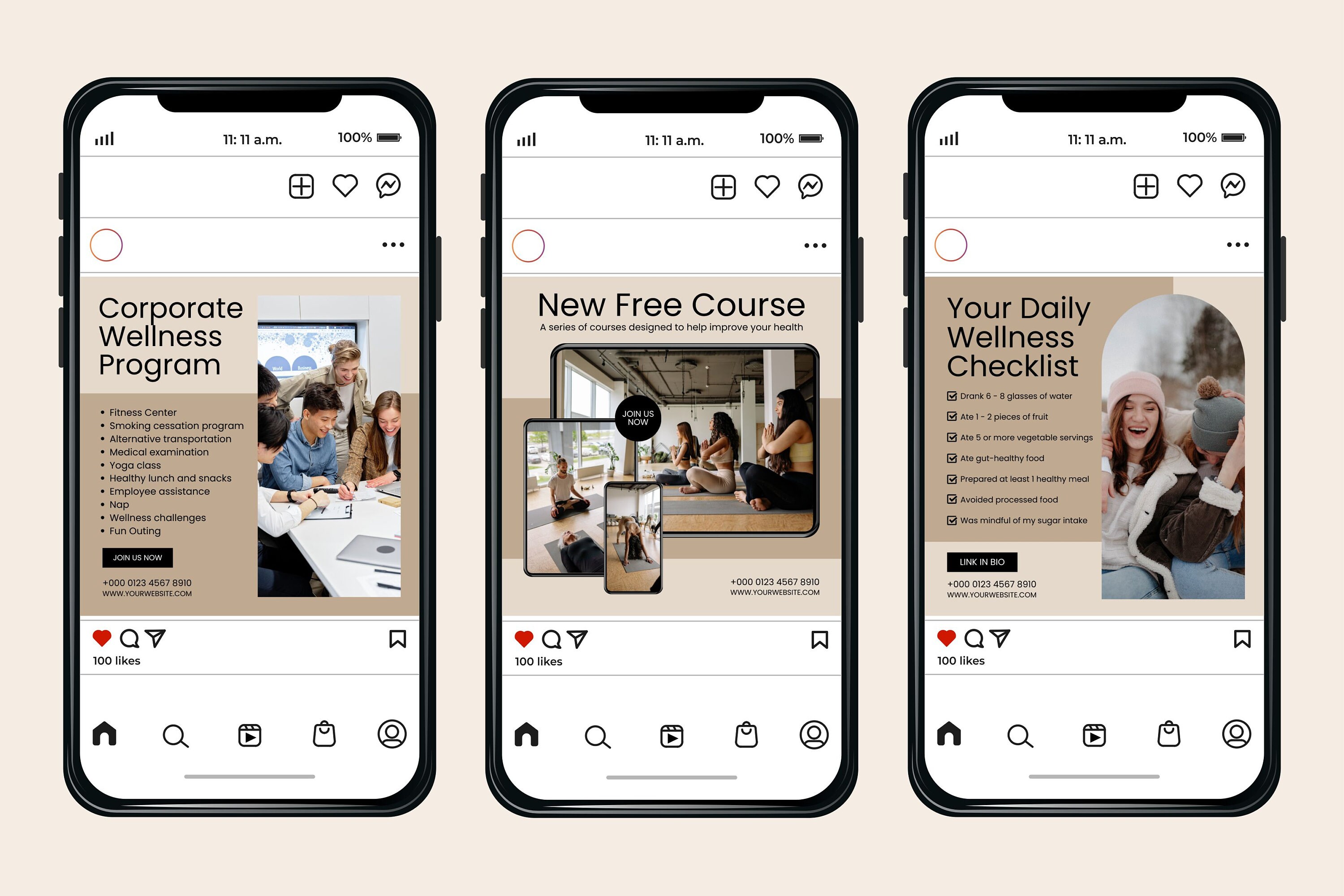 Wellness Canva Posts-stories-icons, Wellness Social Media Posts-stories ...