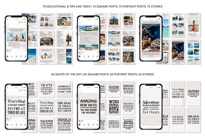 Travel Canva Template for Social Media, Travel Instagram Template ...
