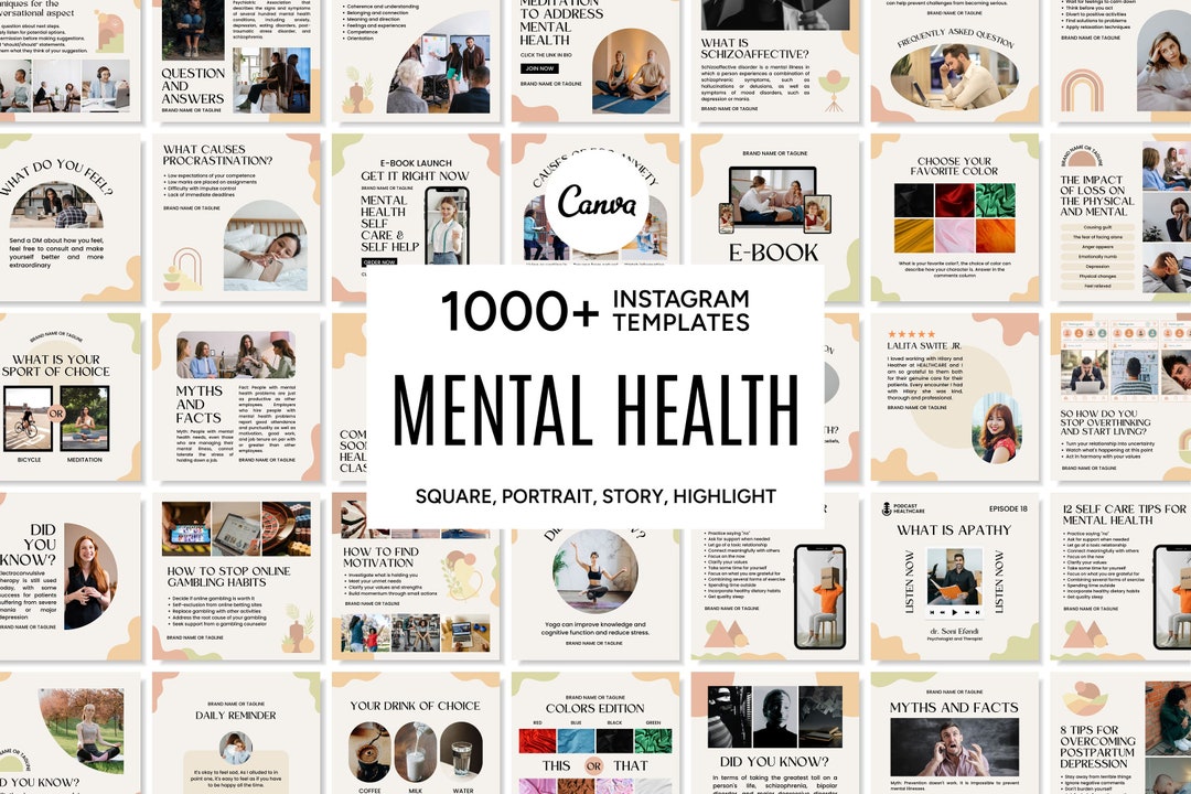 Mental Health Canva Template, Mental Health Social Media Template ...
