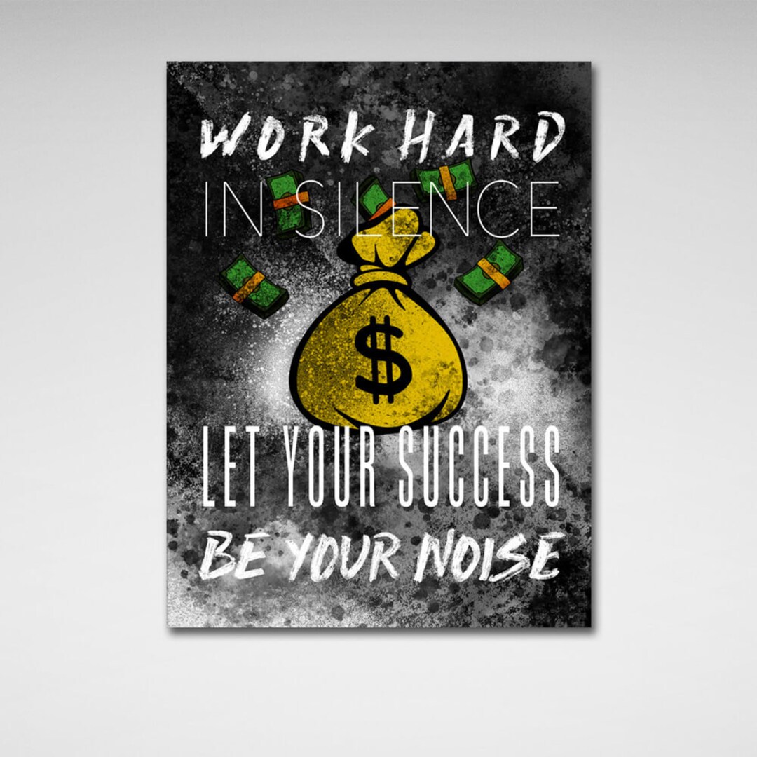Work Hard Canvas, Work Hard Print Wall Art, Office Decor Motivational ...
