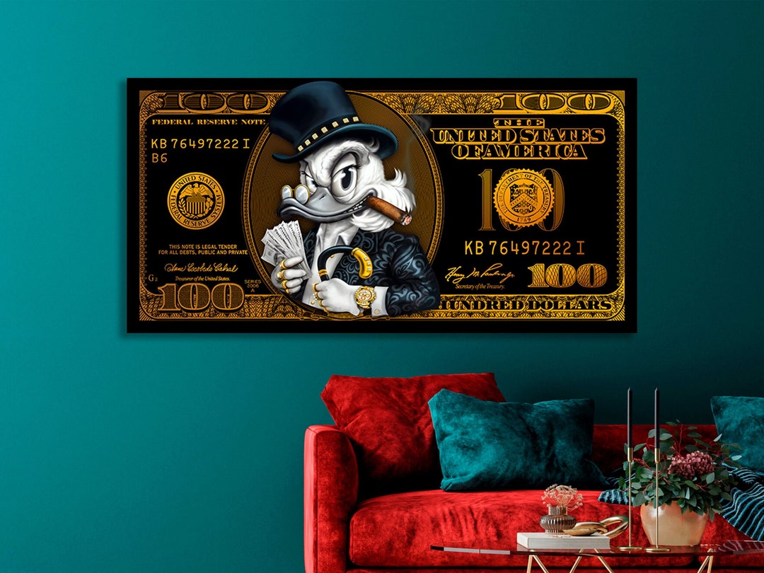 Dollar Canvas Cartoon Art Painting Wall Inspirational Artwork Dollar ...