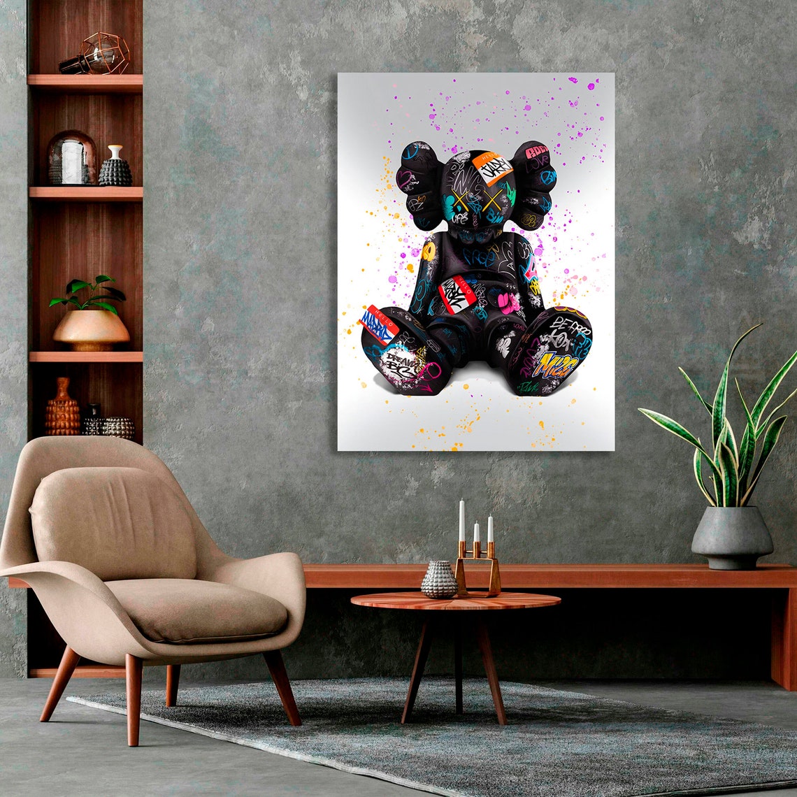 Bearbrick Black Art Wall Art Hypebeast Modern Print Bearbrick Wall Art ...