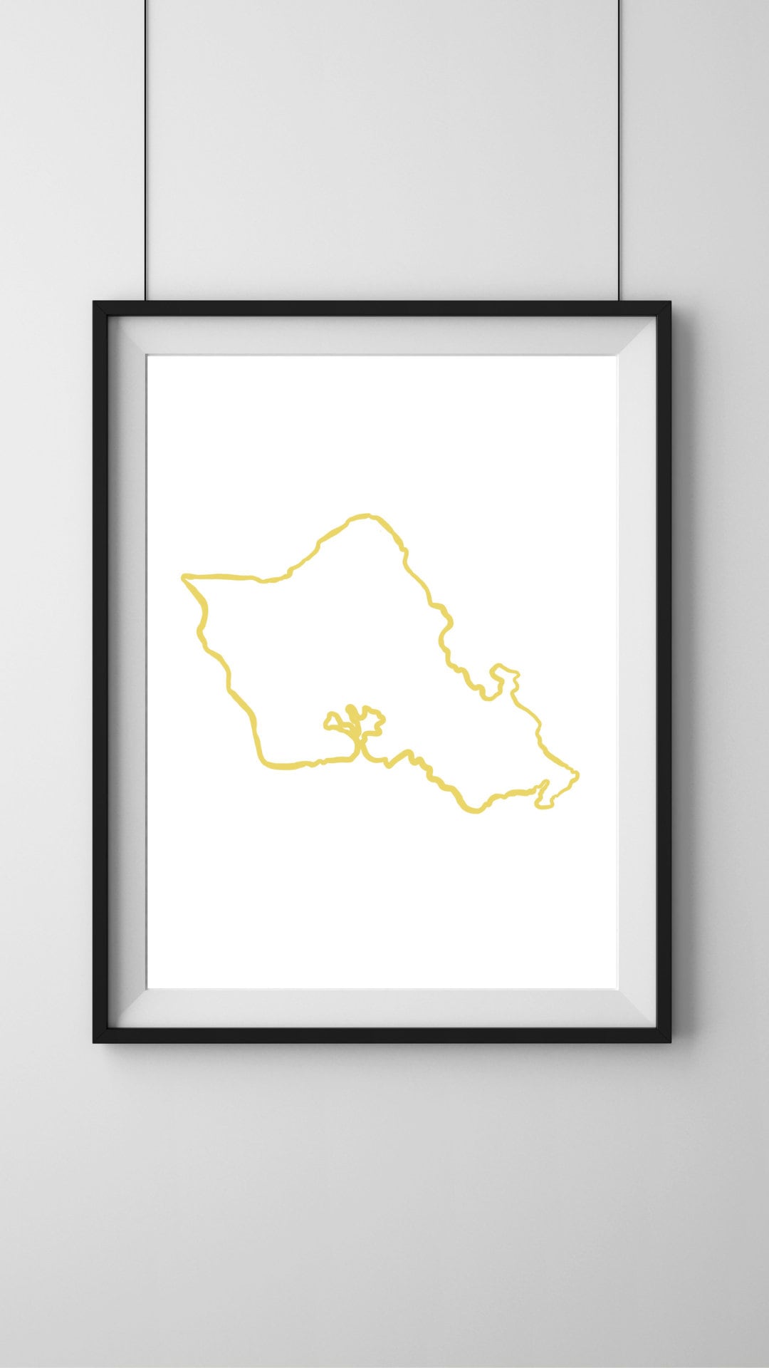 Hawaii Line Drawing Art Print - Oahu, Minimalist Line Art, Map Print ...