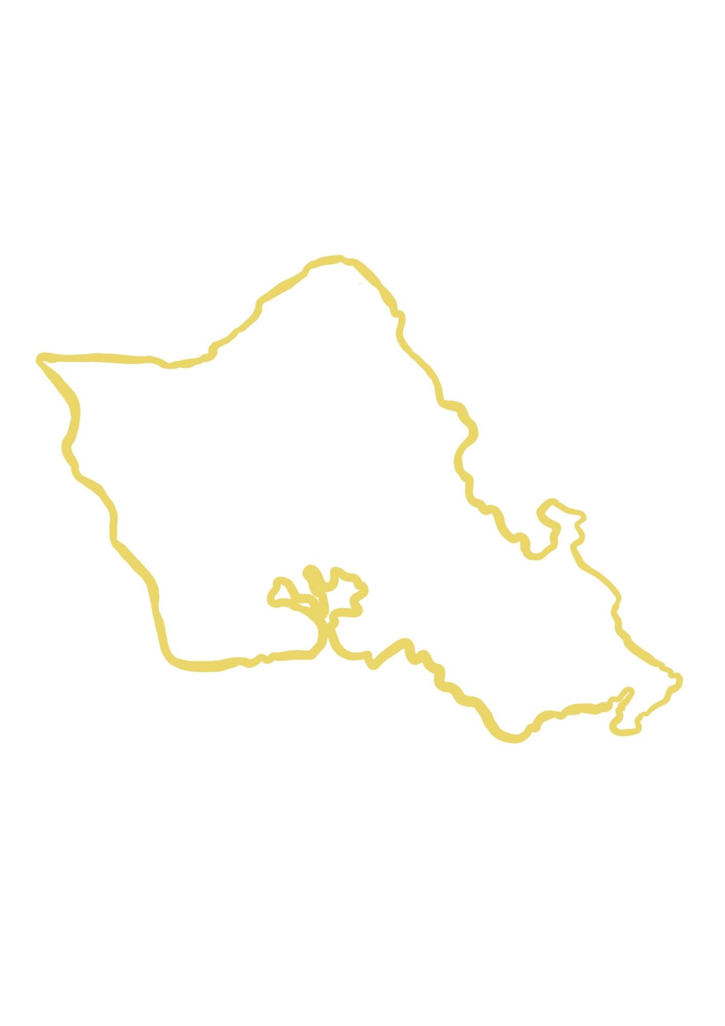 Hawaii Line Drawing Art Print - Oahu, Minimalist Line Art, Map Print ...