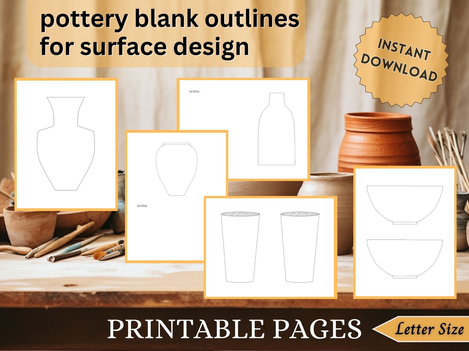 Printable Pottery Sketch Book, Ceramics Surface Design, Pottery ...