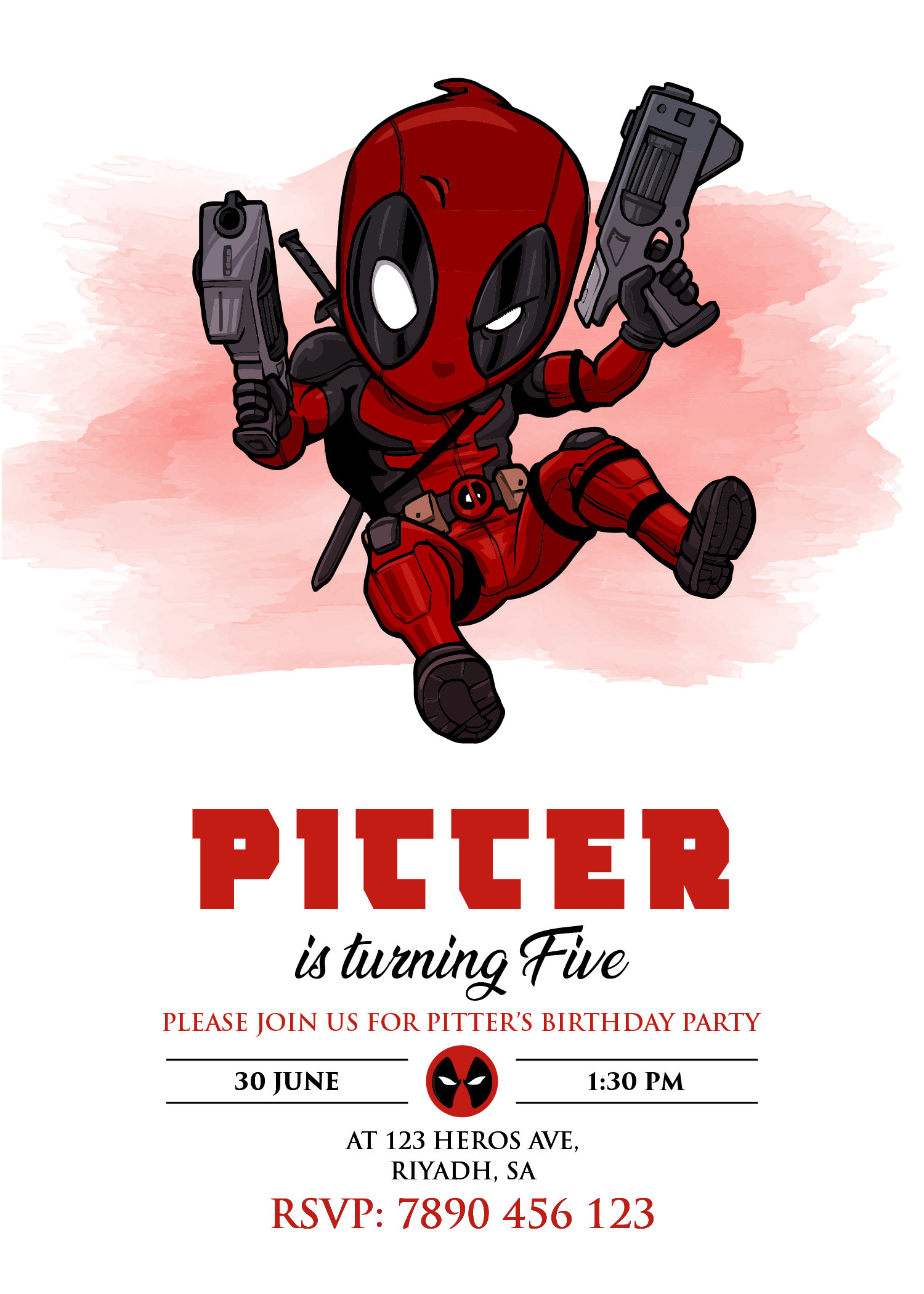 Tarjetas de invitación de cumpleaños de Deadpool personalizables ...
