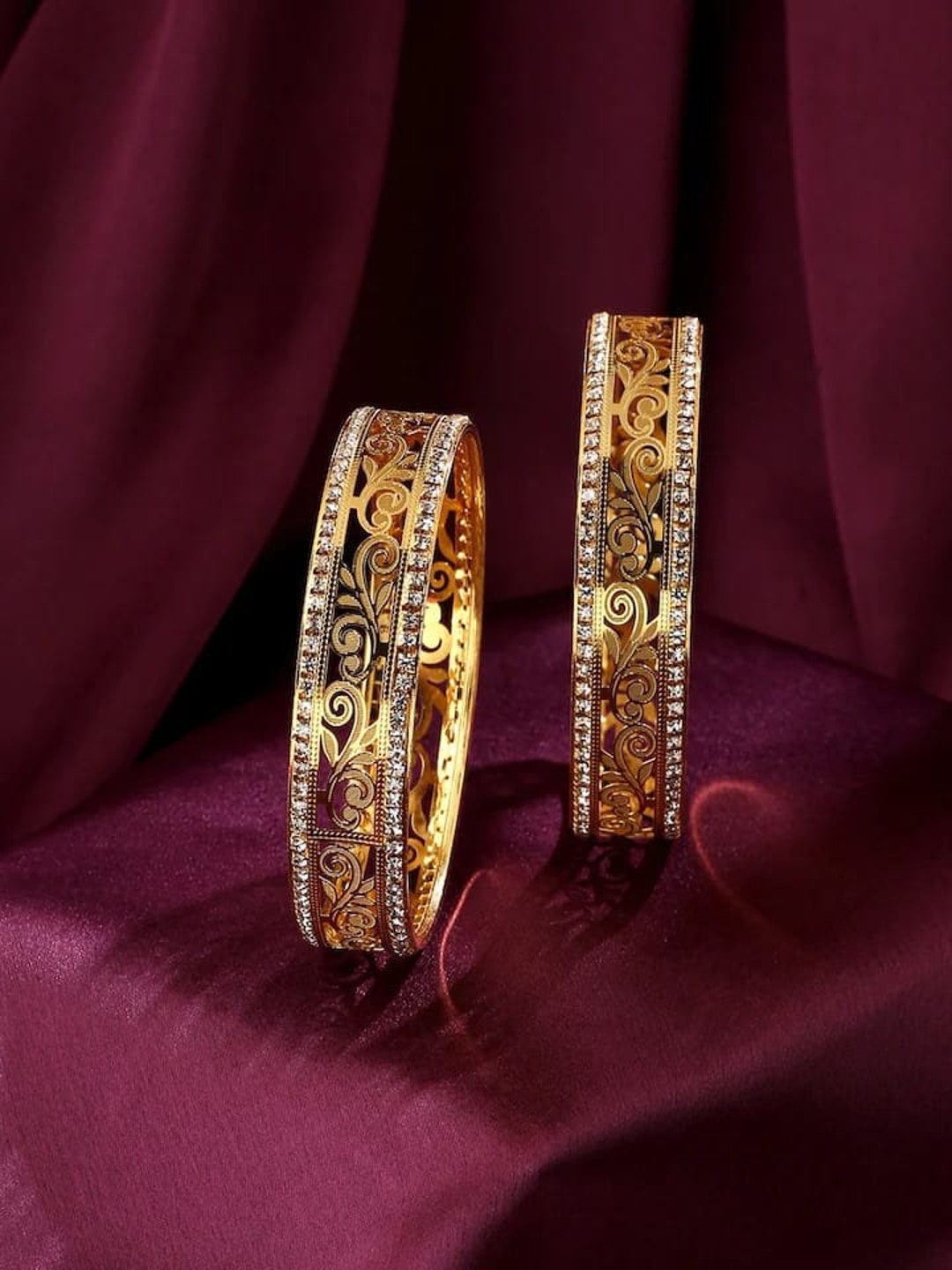 1 Pair Gold Plated Rajwada Bangles Ethnic Tribal Boho Bangles Women's ...