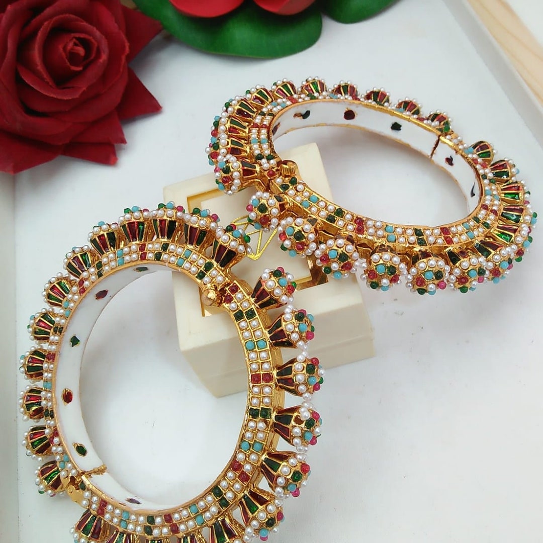 Rajwadi Kada / Pachali Bangles / Meenakari Openable Kada/indian Wedding ...