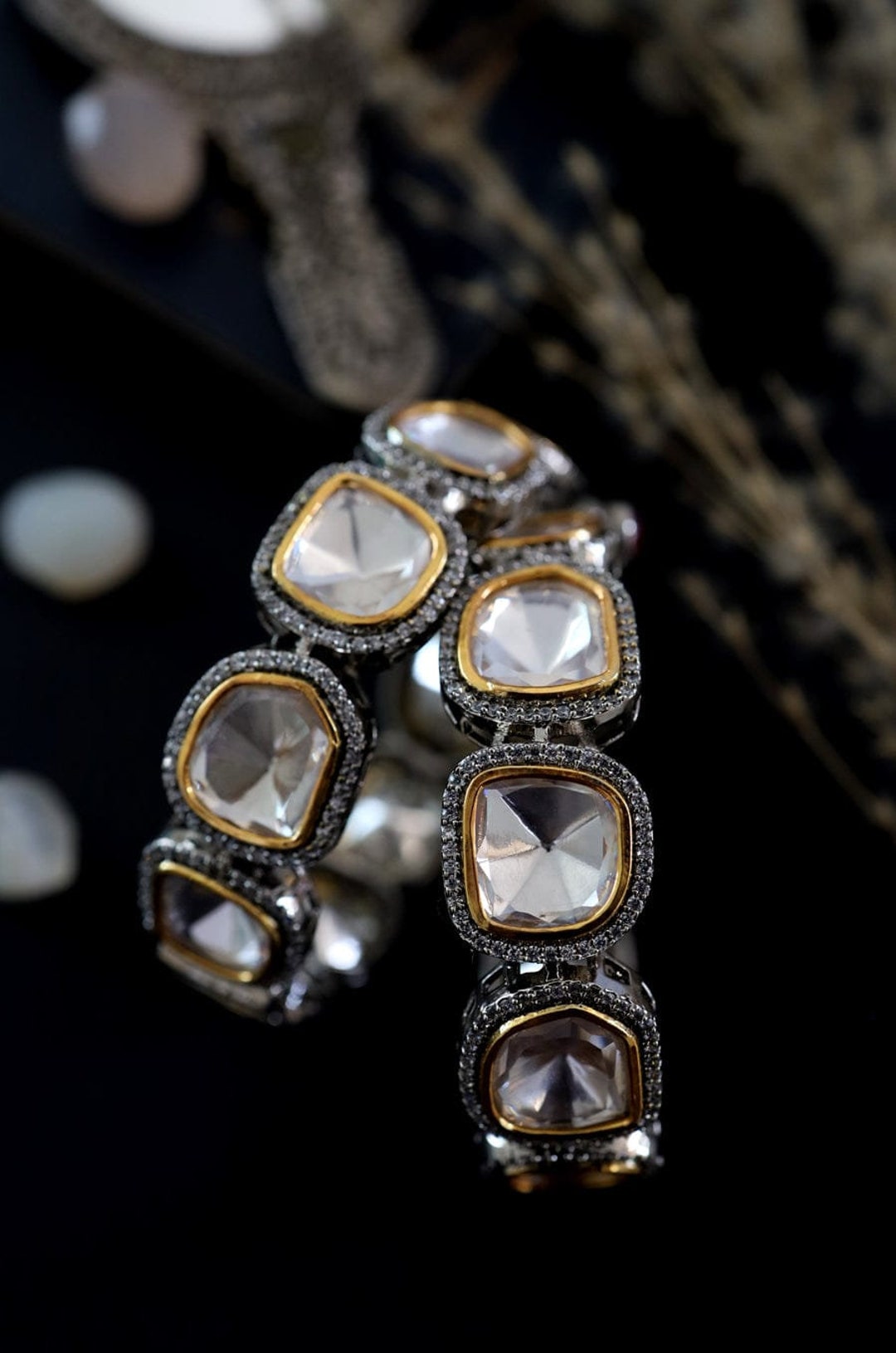 Victorian Two Tone Bangles/ Victorian Polki Bangles/ Polki Victorian ...