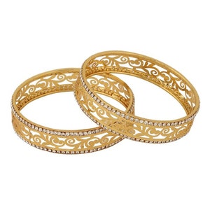 1 Pair Gold Plated Rajwada Bangles Ethnic Tribal Boho Bangles Women's ...
