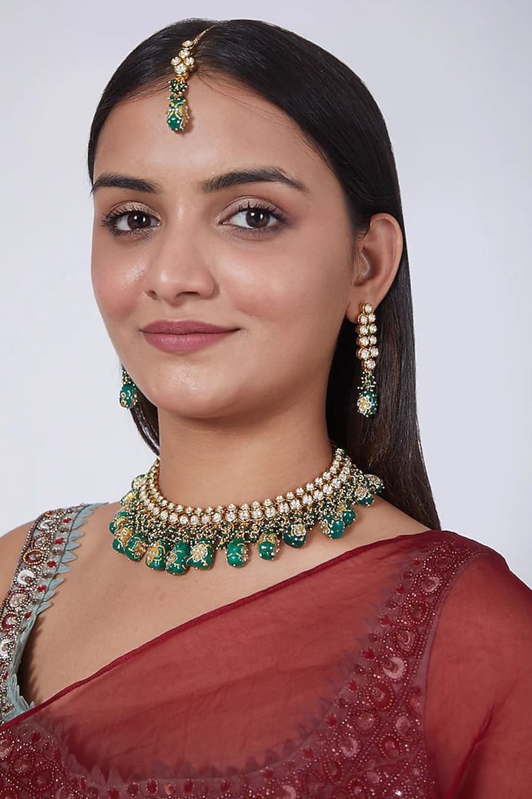 Sabyasachi Inspired Designer Kundan Set, Green Kundan Choker, Kundan ...