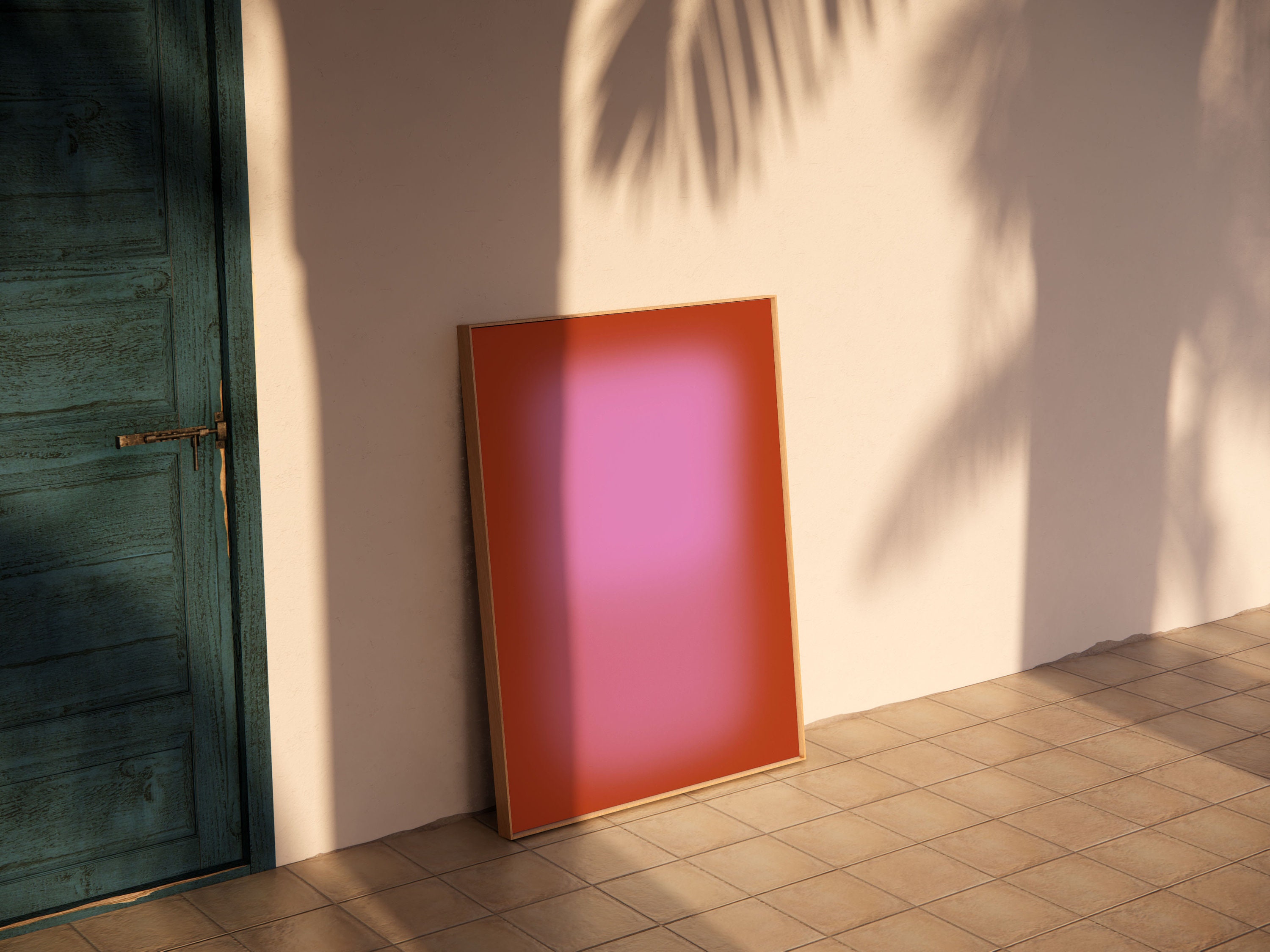 Abstract Pink Orange Gradient Poster, Blurry Color Painting, Modern ...