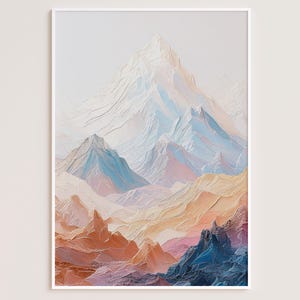 Large Abstract Mountain Painting, Textured Canvas Poster, Minimalist ...
