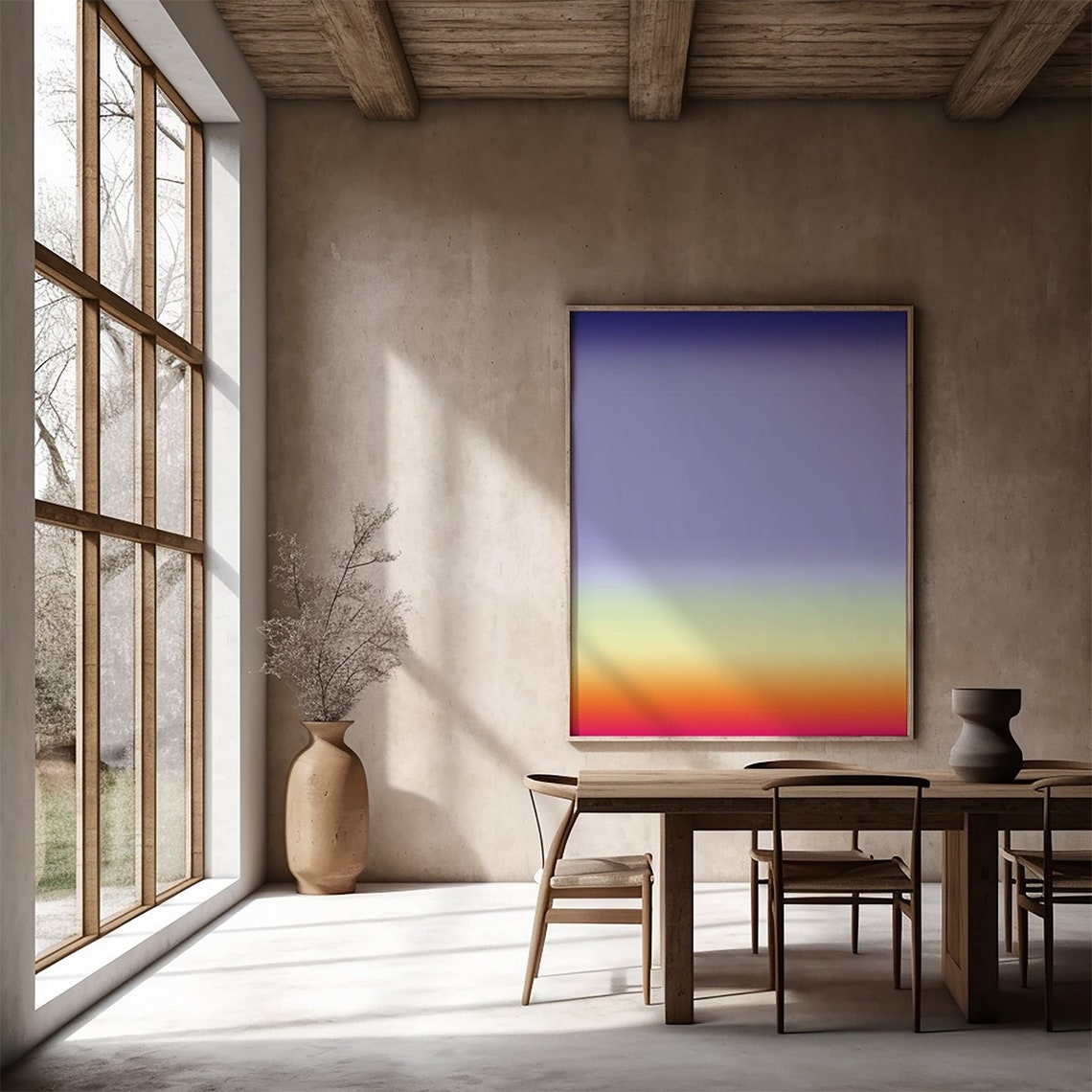 Modern Blurred Sunrise Poster, Color Gradient, Home Decor, Autumn Wall ...