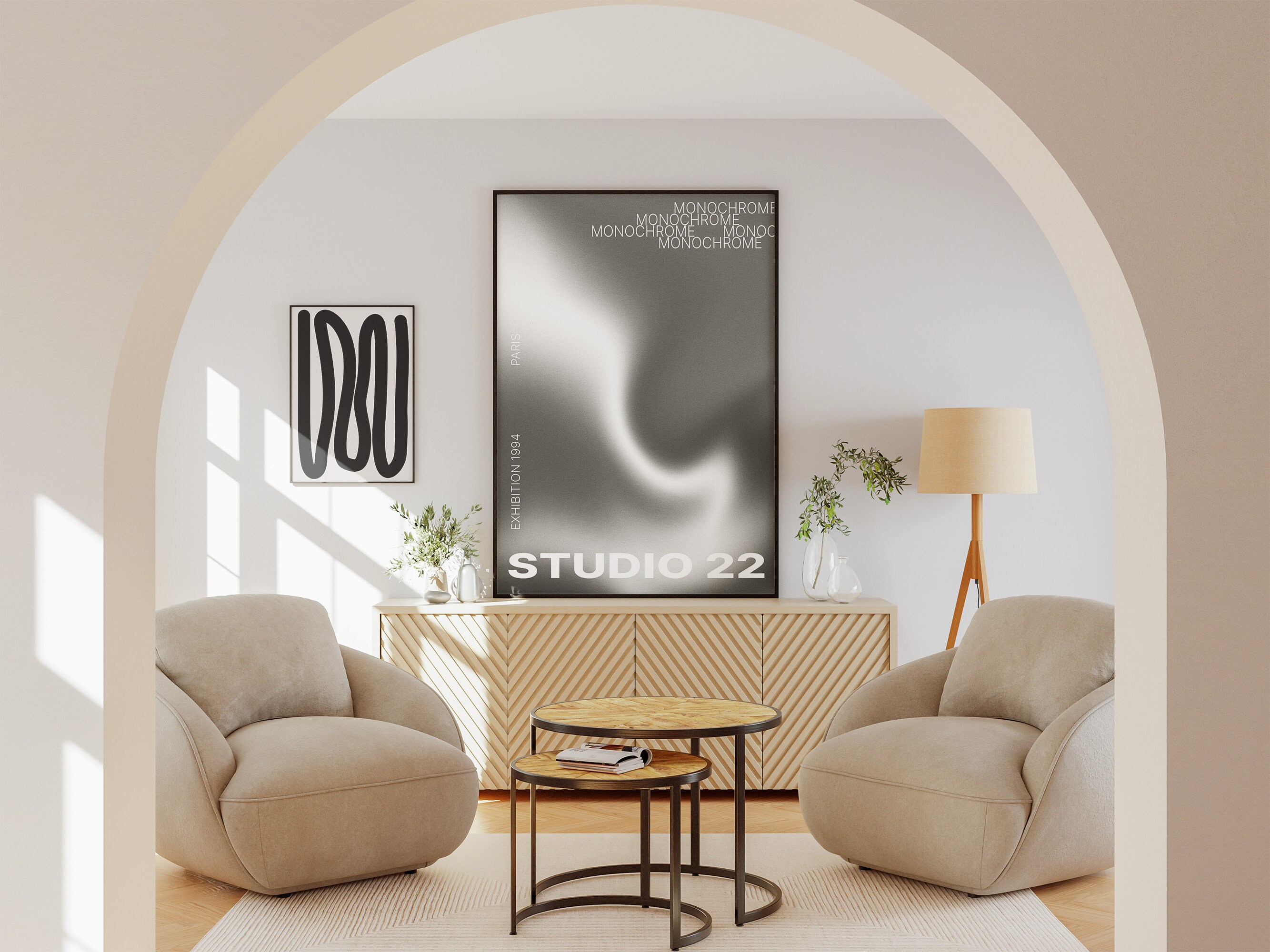 Retro Monochrome Gallery Art Paris Exhibition Poster Clean - Etsy