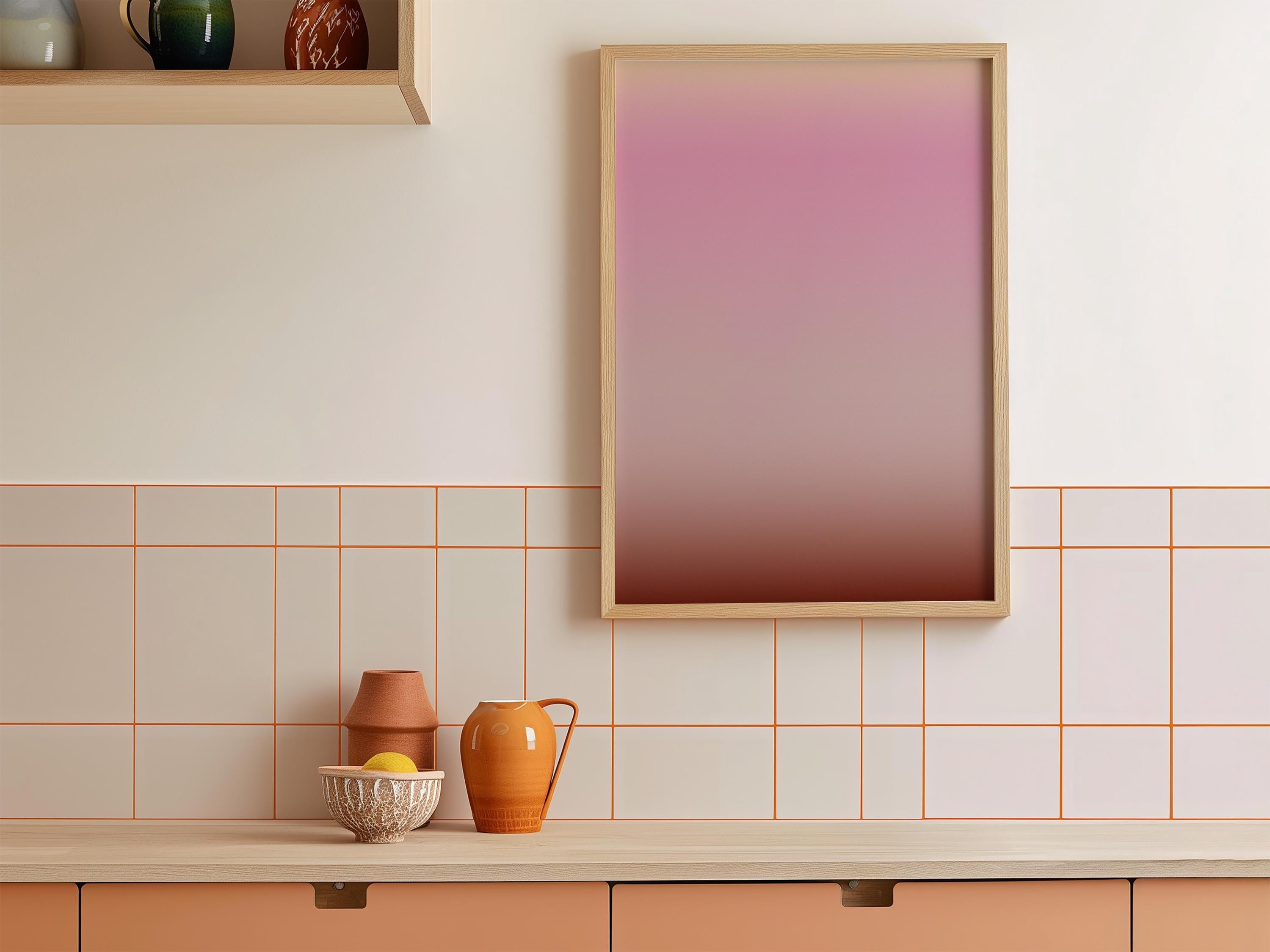 Abstract Gradient Blur Poster, Warm Bordeaux Red Pink Wall Art, Trendy ...