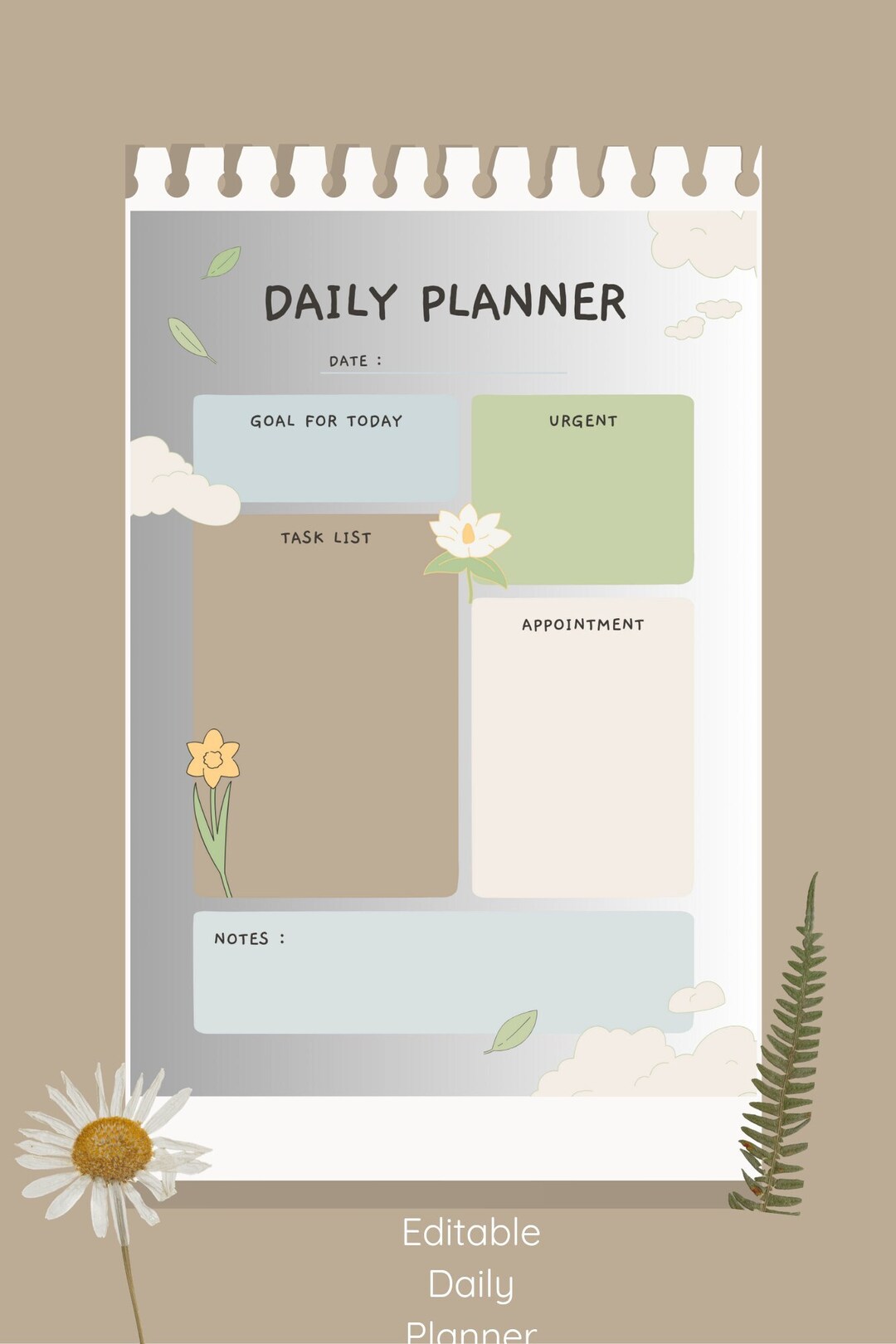 Editable Daily Planner Template - Etsy