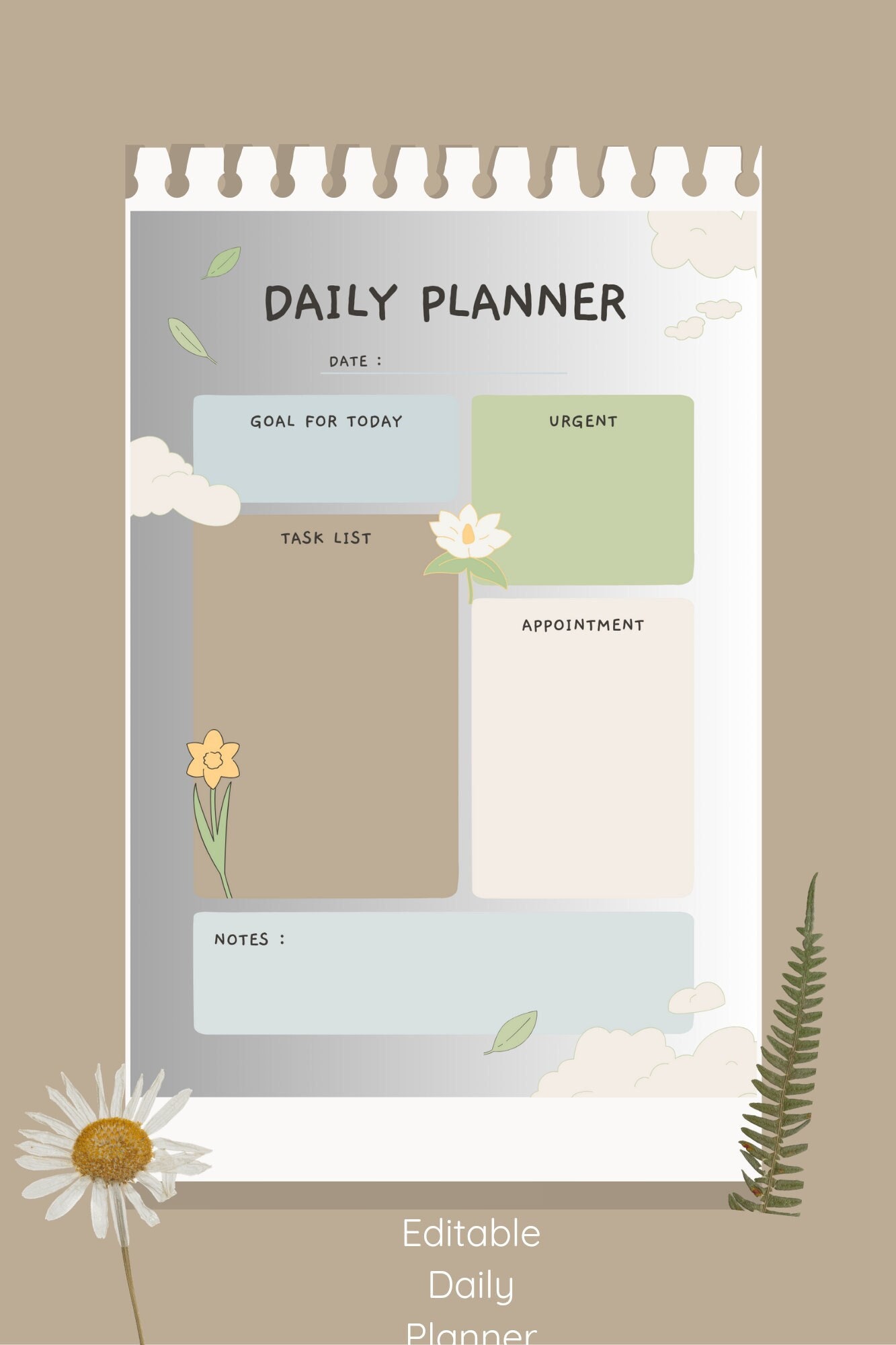 Editable Daily Planner Template - Etsy