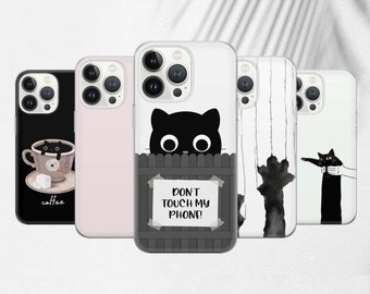 Black Cat Phone Case Feline Cover for iPhone 14 13 12 Pro 11 XR 8 7 ...